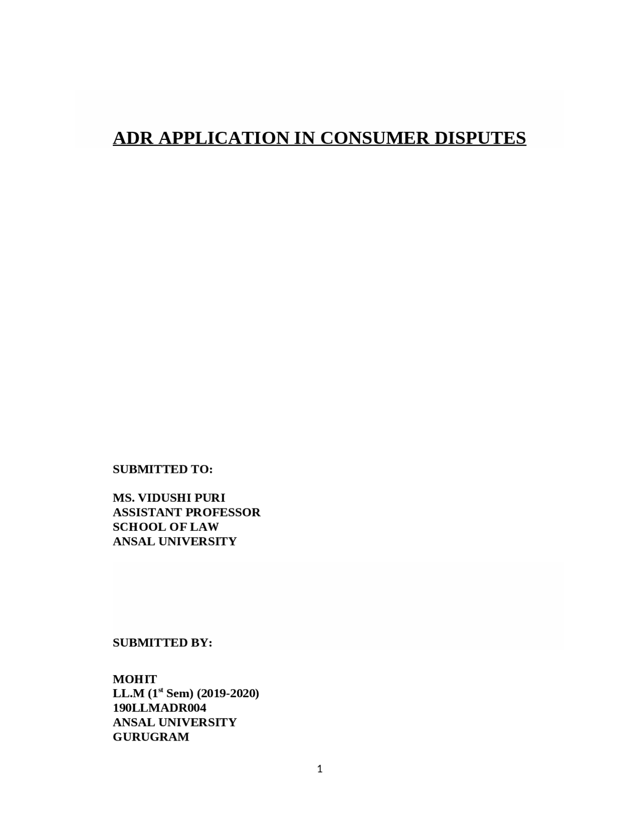 adr in consumer disputes | Study notes Law | Docsity