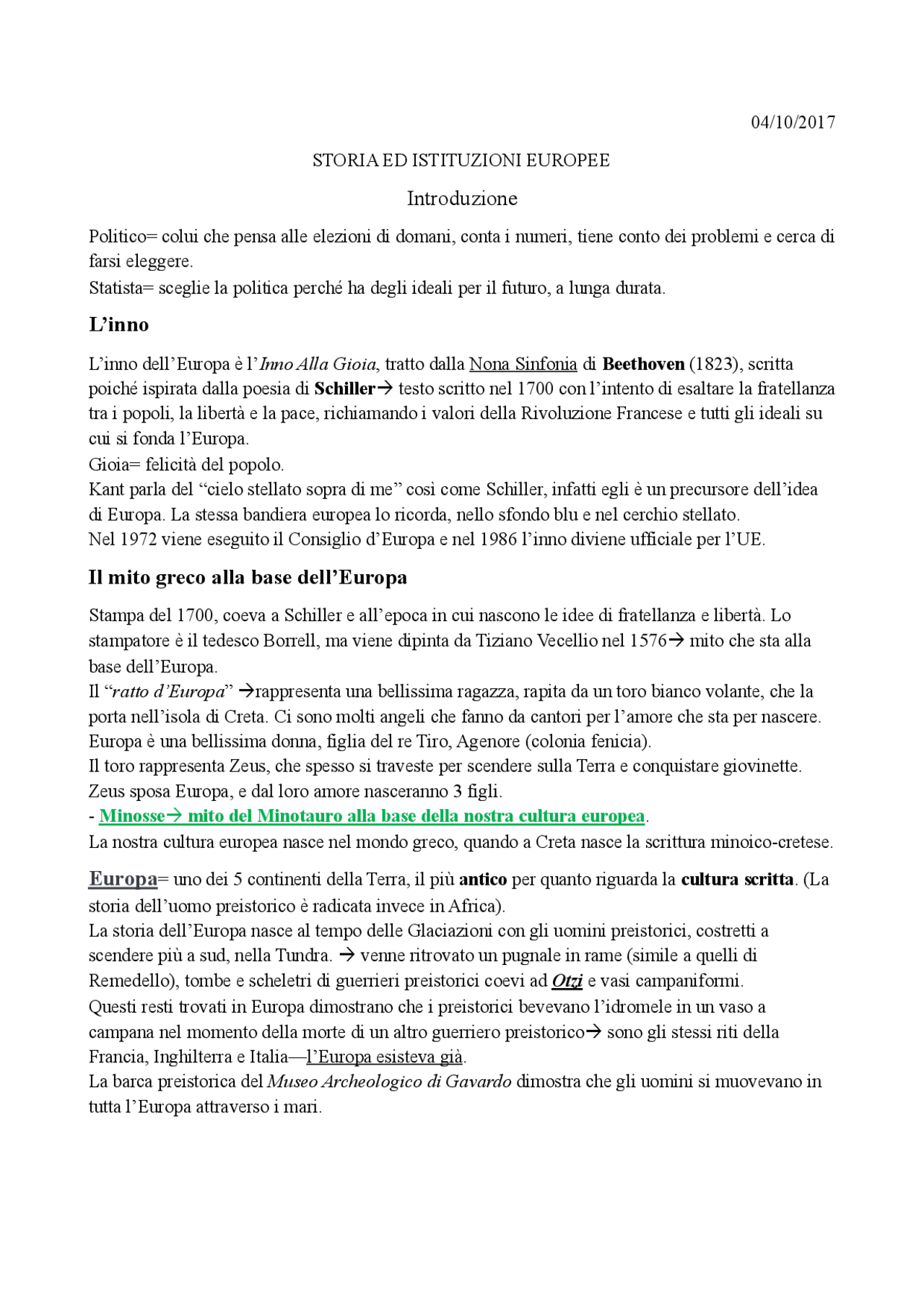 Storia Ed Istituzioni Europee Docsity