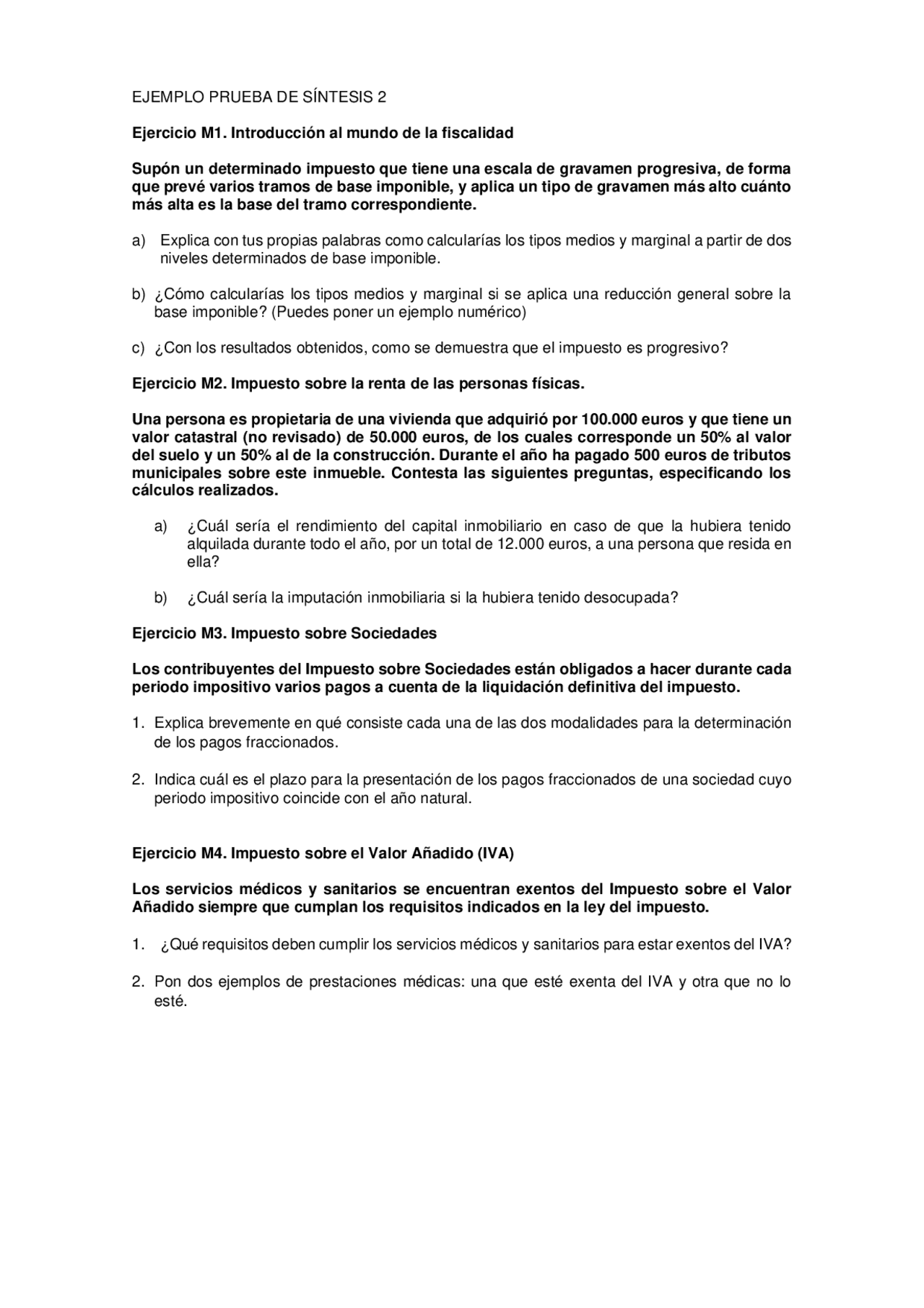 Ejemplos Pruebas De Sistesis Fiscal Docsity