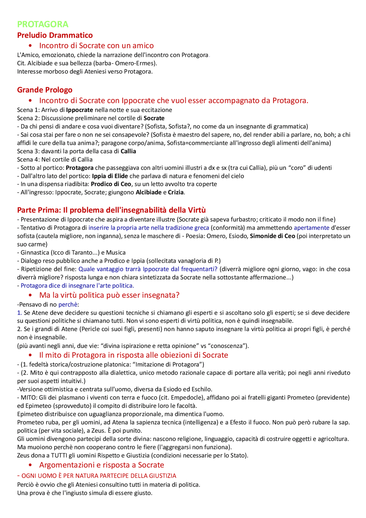 Protagora (Platone) - Docsity