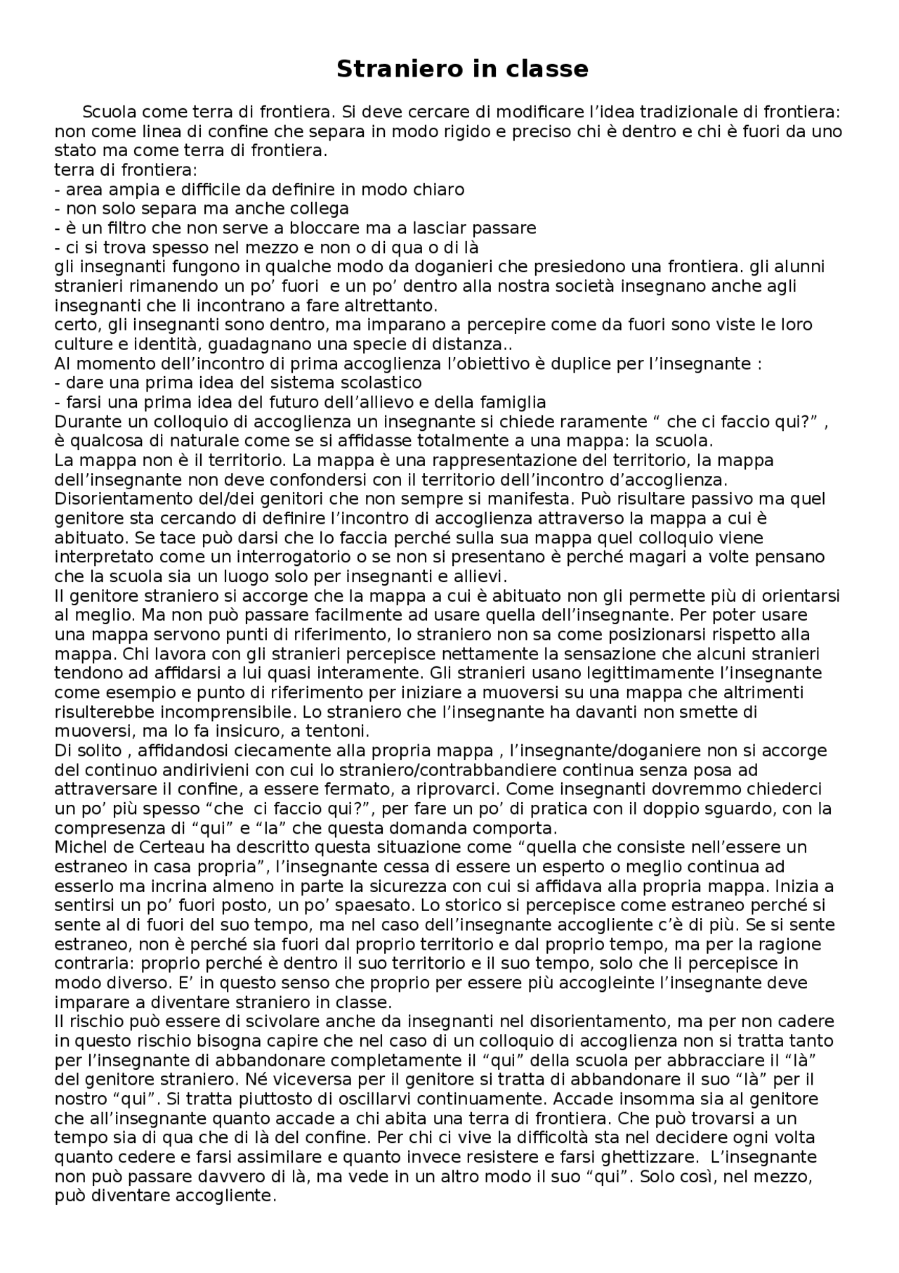 Straniero In Classe Inclusione Scolastica Docsity