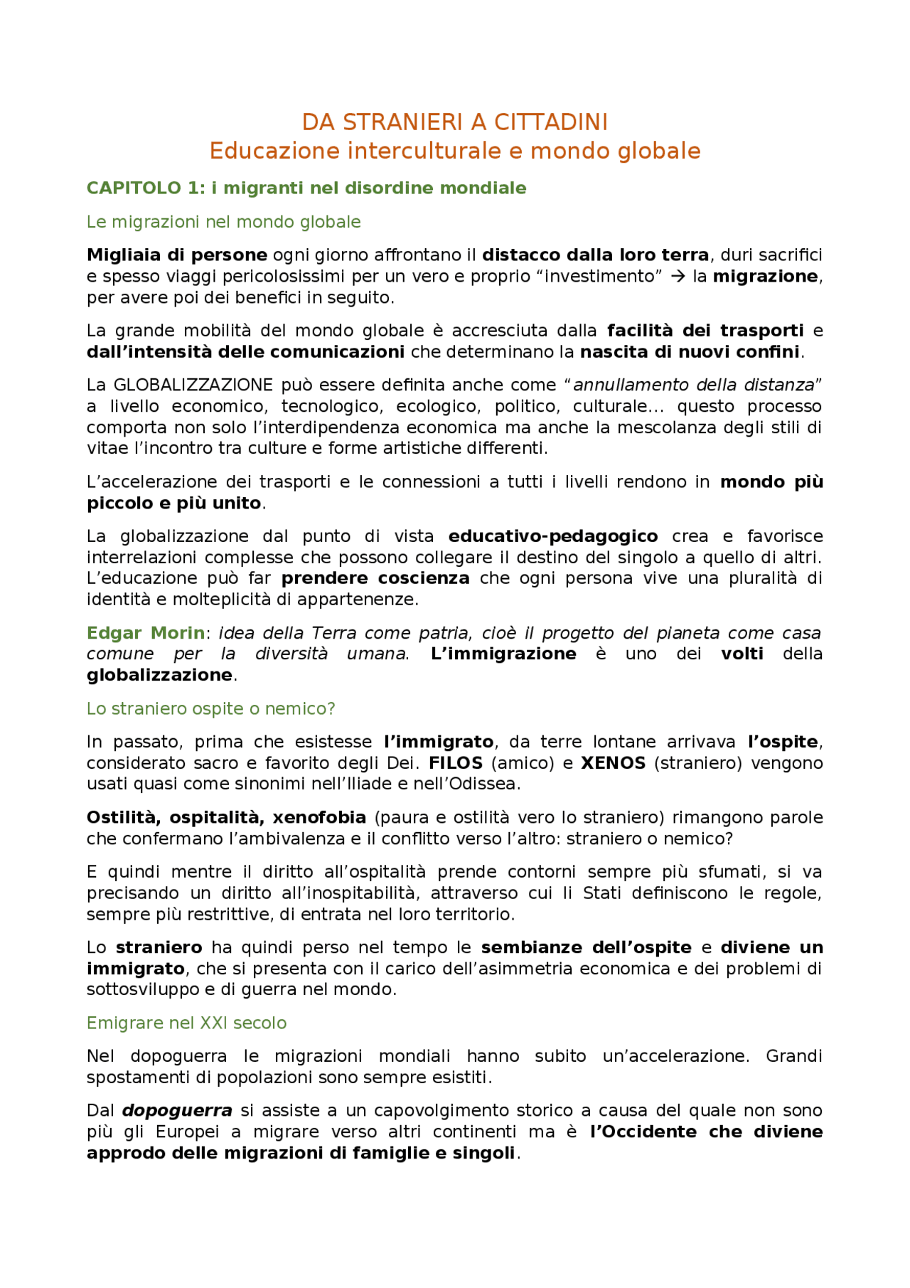 Da Stranieri A Cittadini Docsity