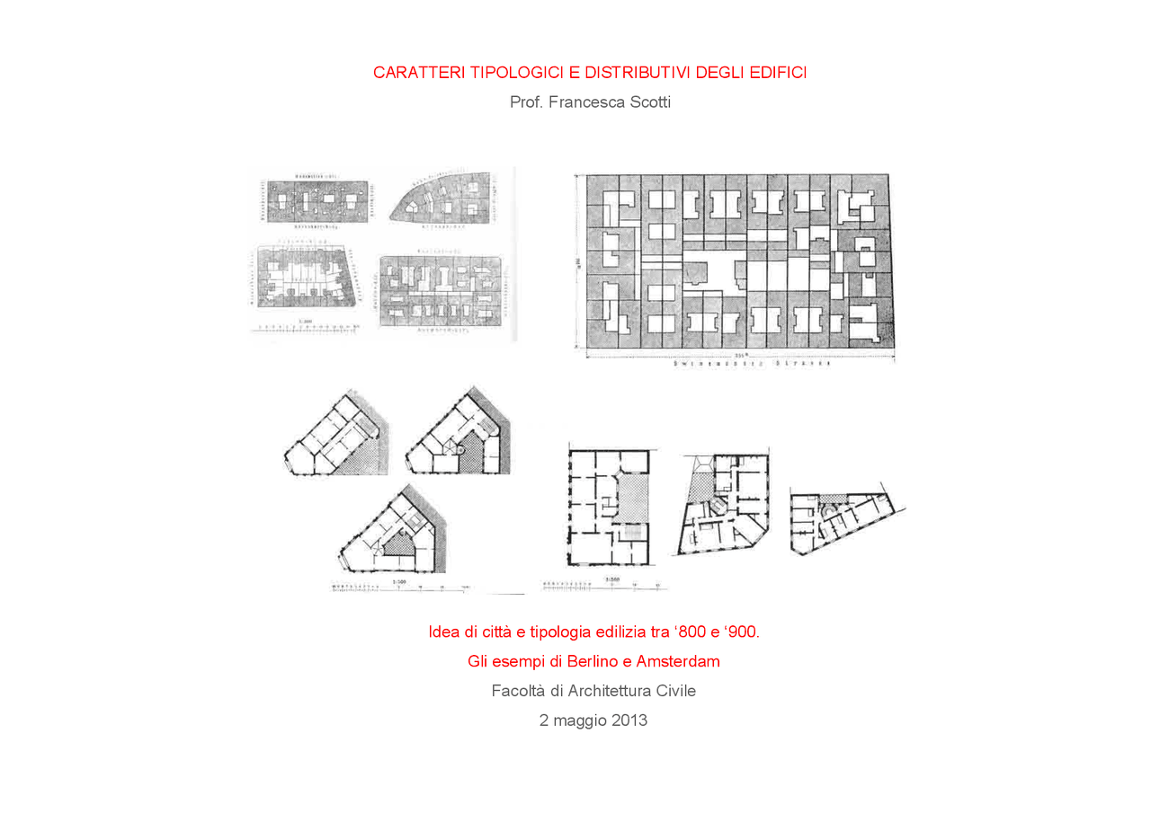 Idea di città e tipologia edilizia tra ‘800 e ‘900 Gli esempi di ...