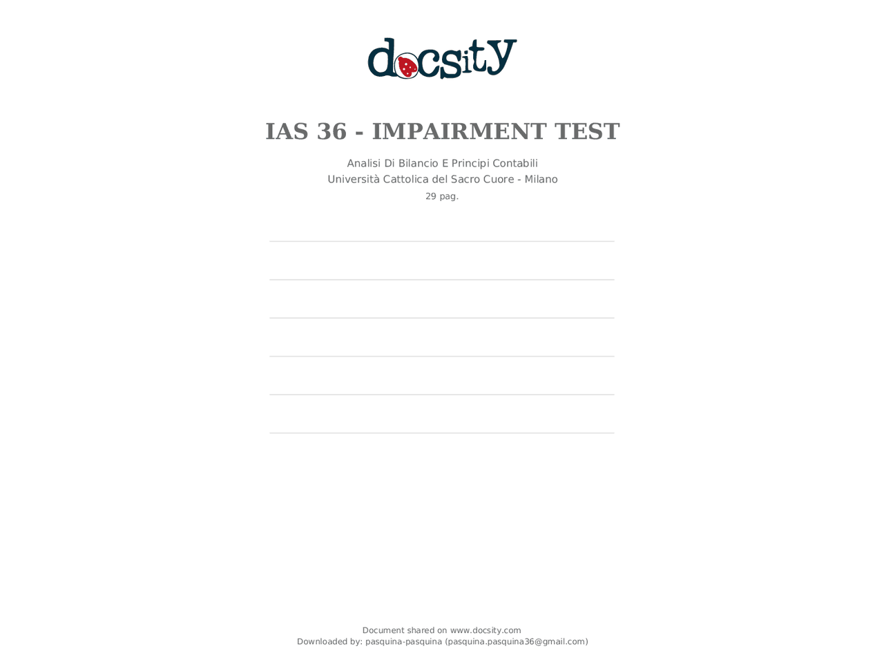 IMPAIRMENT TEST IAS 35 - Docsity