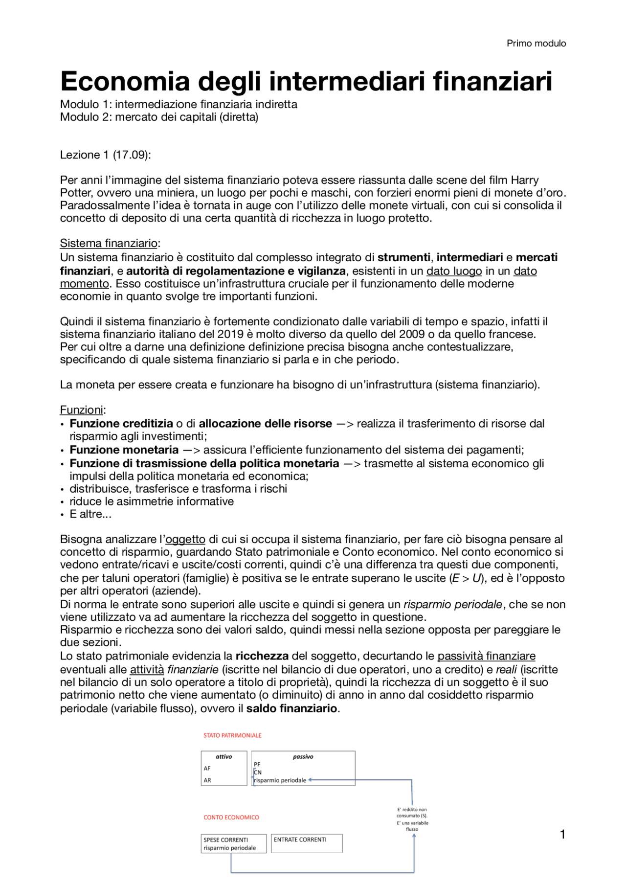 Economia degli intermediari finanziari - Docsity