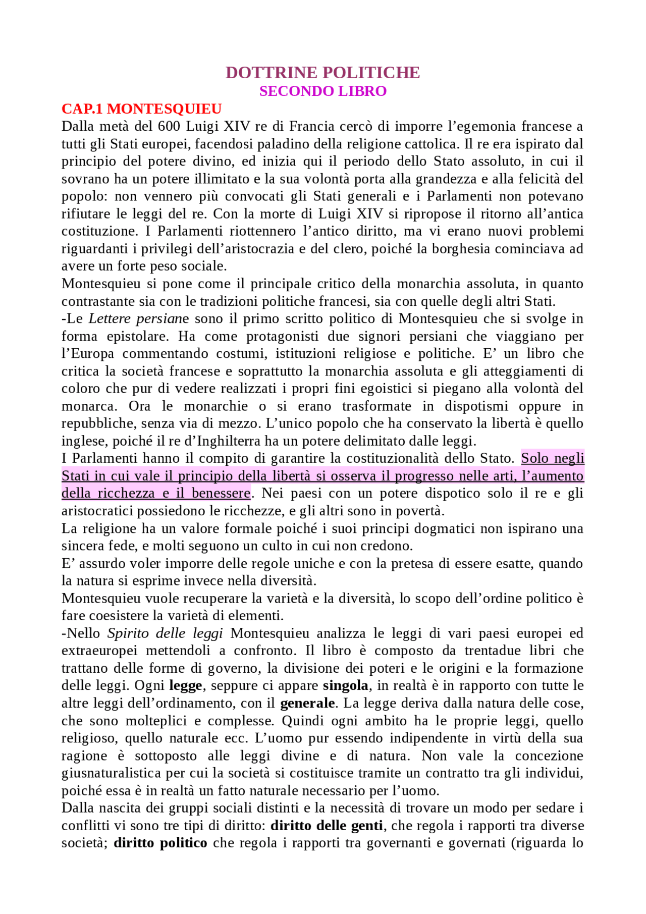 Storia Delle Dottrine Politiche Secondo Libro Docsity