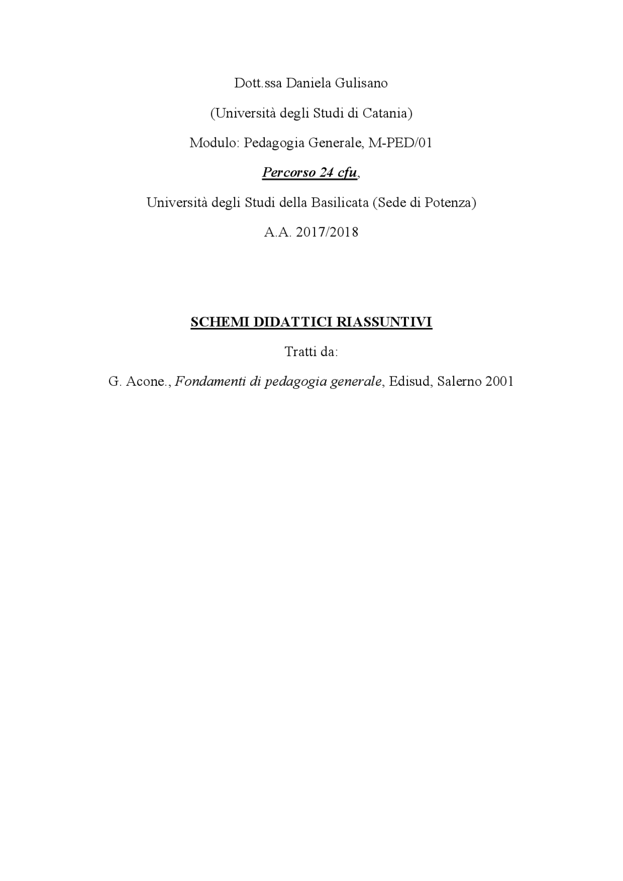 Pedagogia Schemi Didattici Docsity