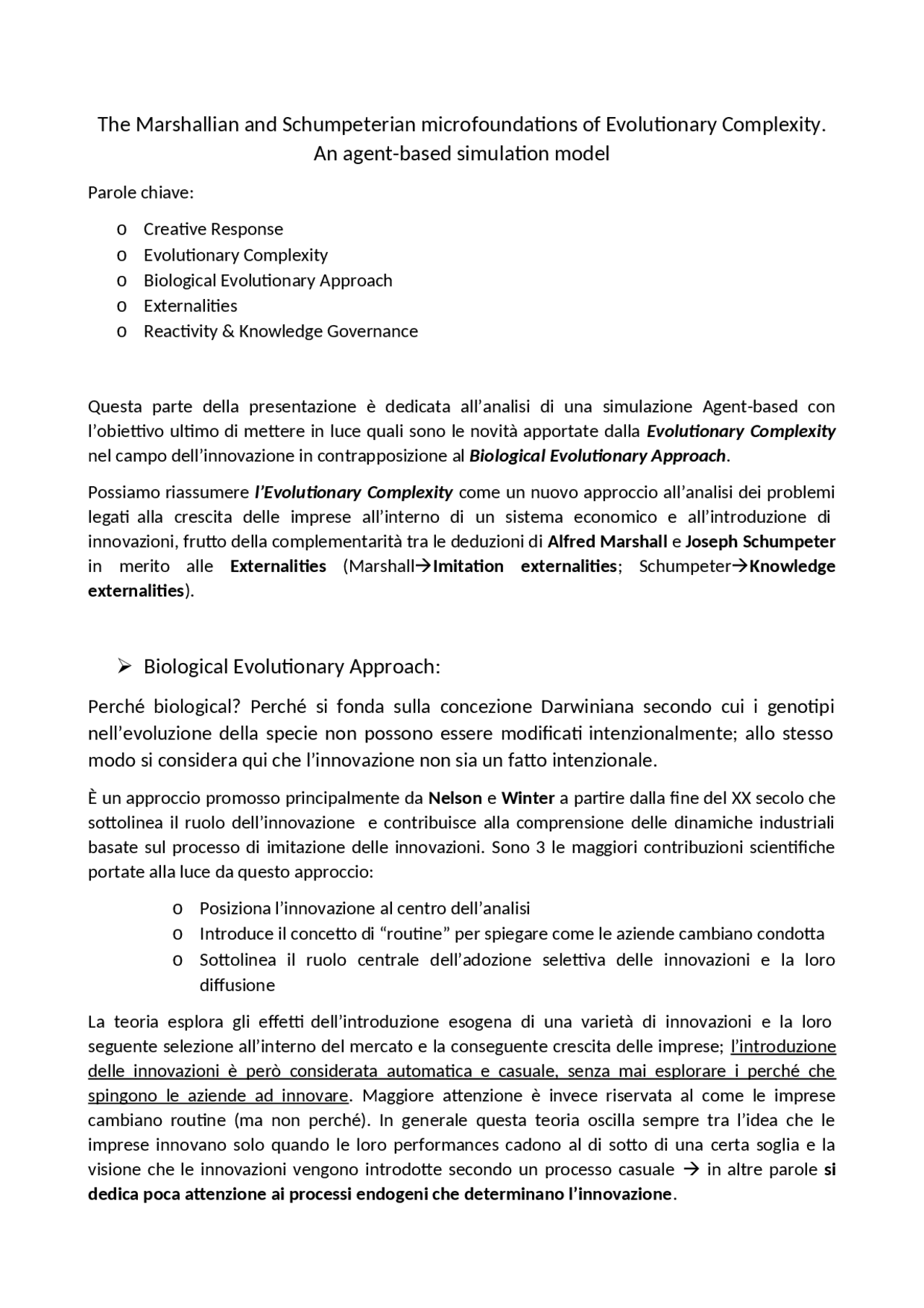 Evolutionary Complexity An Agent Based Simulation Docsity