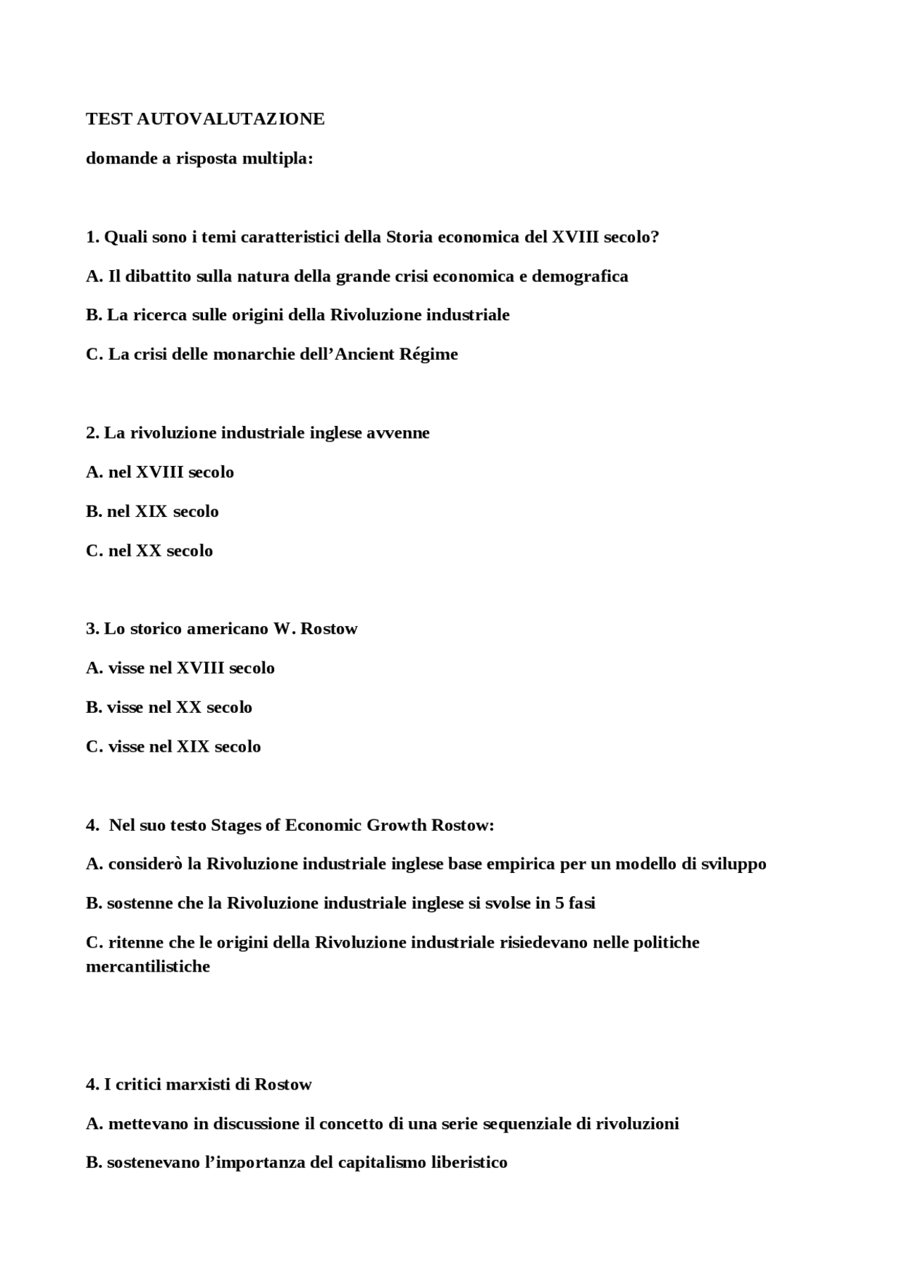 Test Statistica Unicusano Docsity