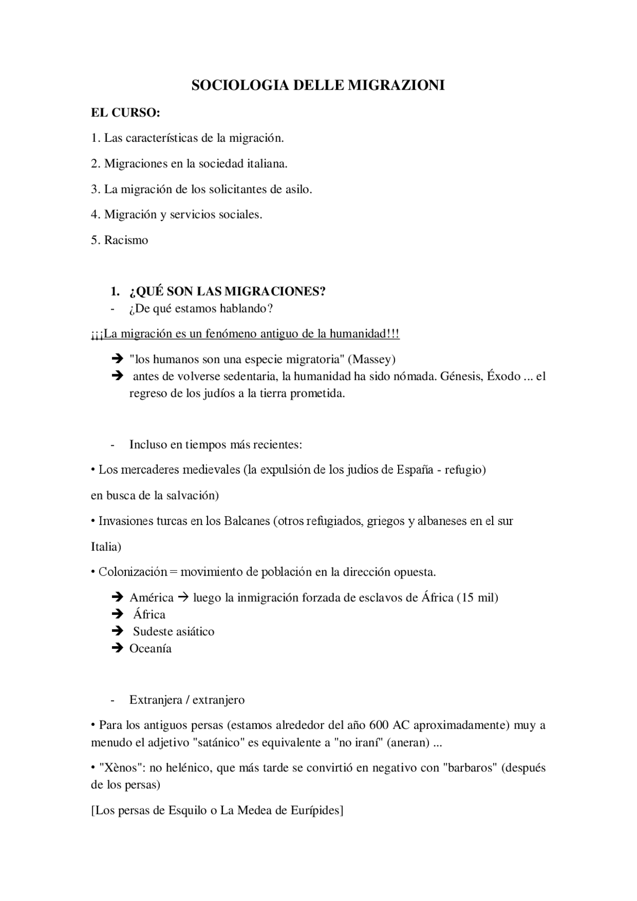 Appunti Sociologia Delle Migrazioni Docsity
