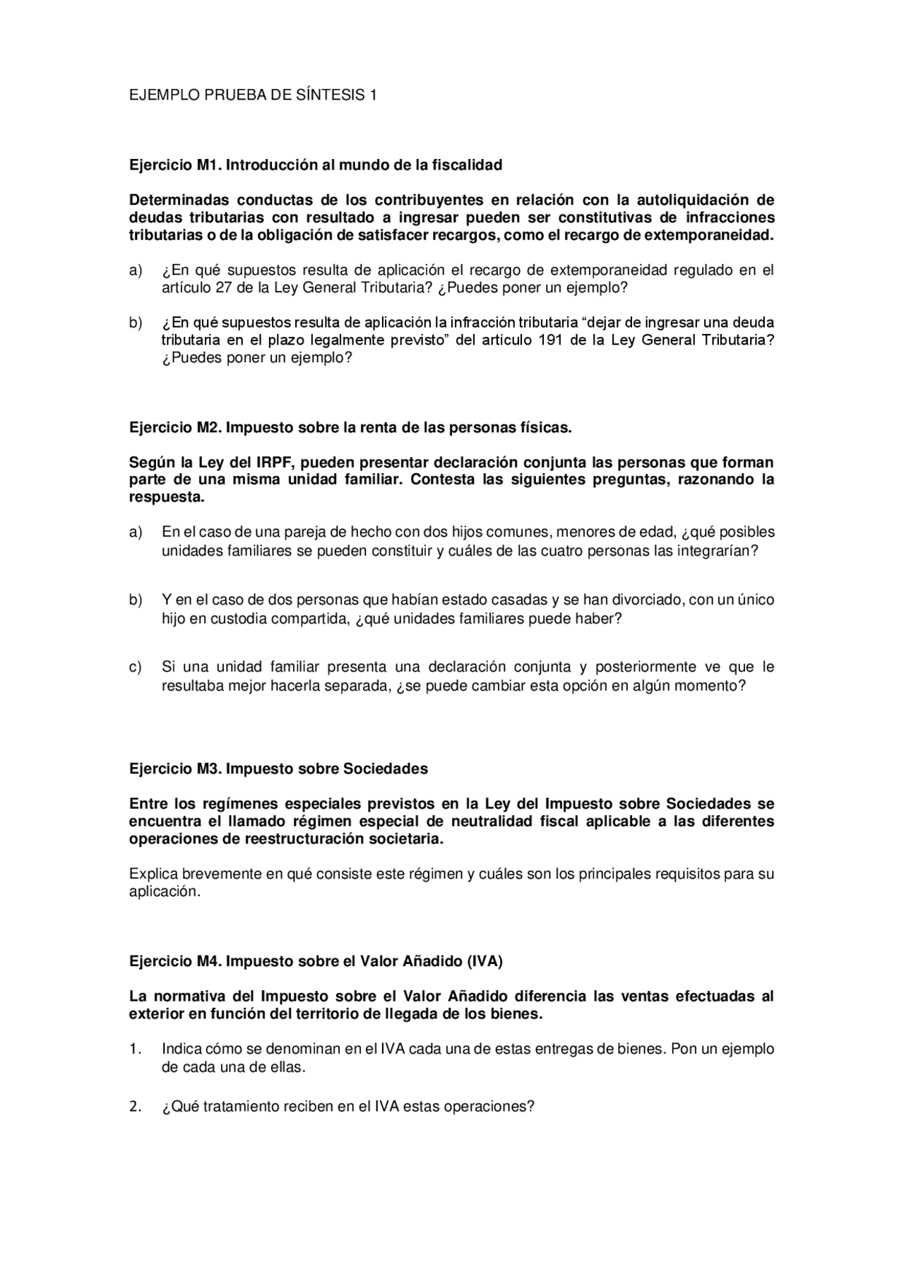 Ejemplos Pruebas De Sistesis Fiscal Docsity