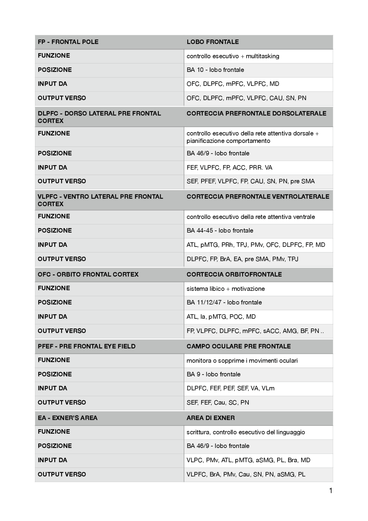 Input Output Cerebrali Docsity