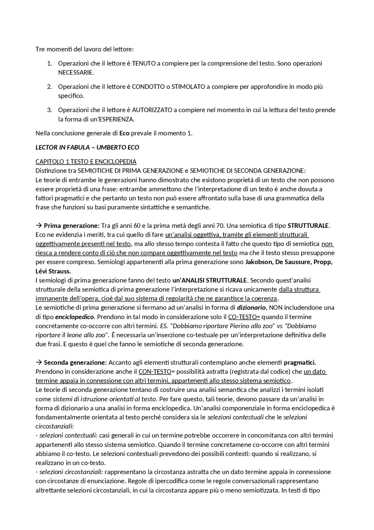 Lector In Fabula Di Umberto Eco Docsity