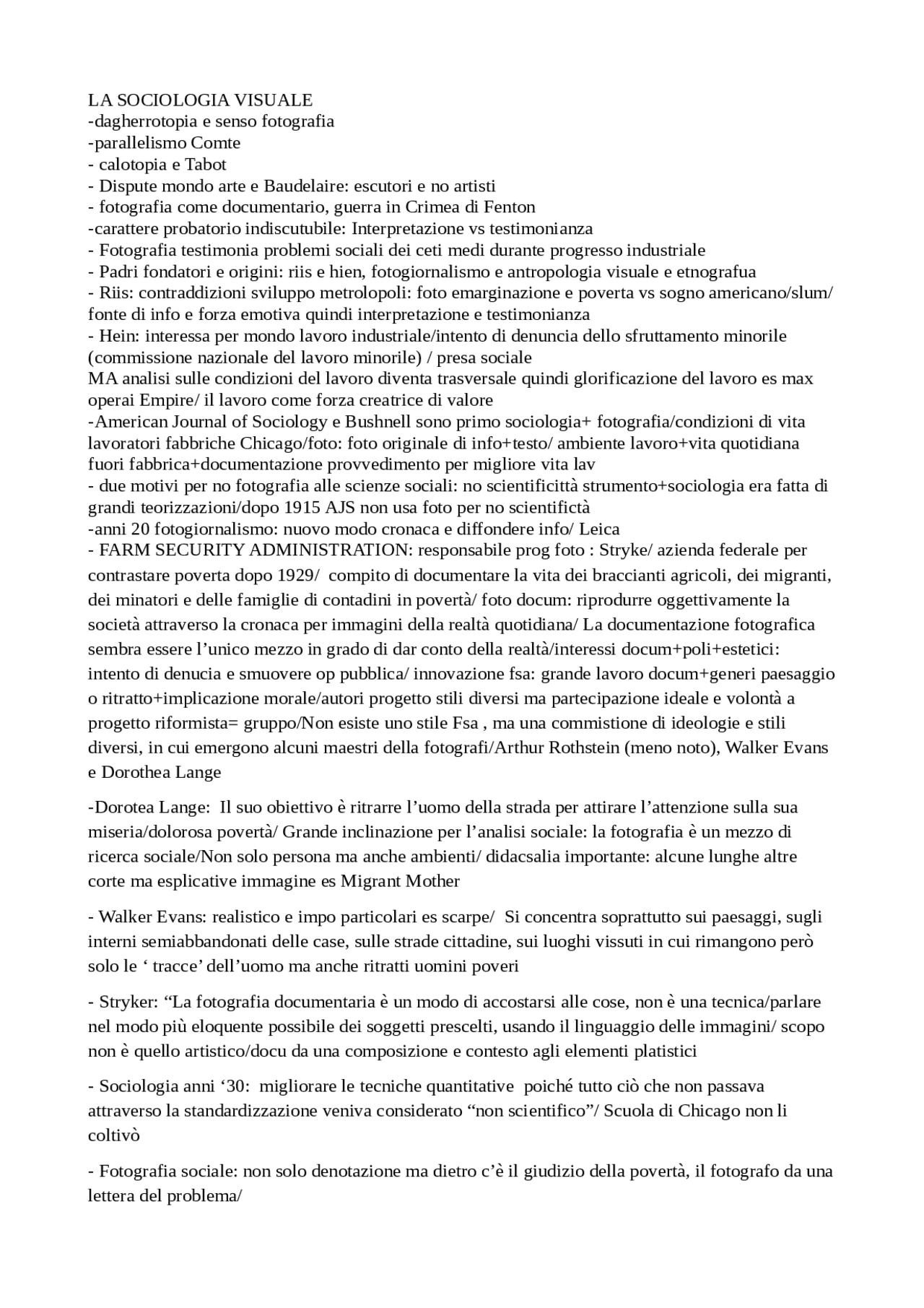 La Sociologia Visuale Docsity