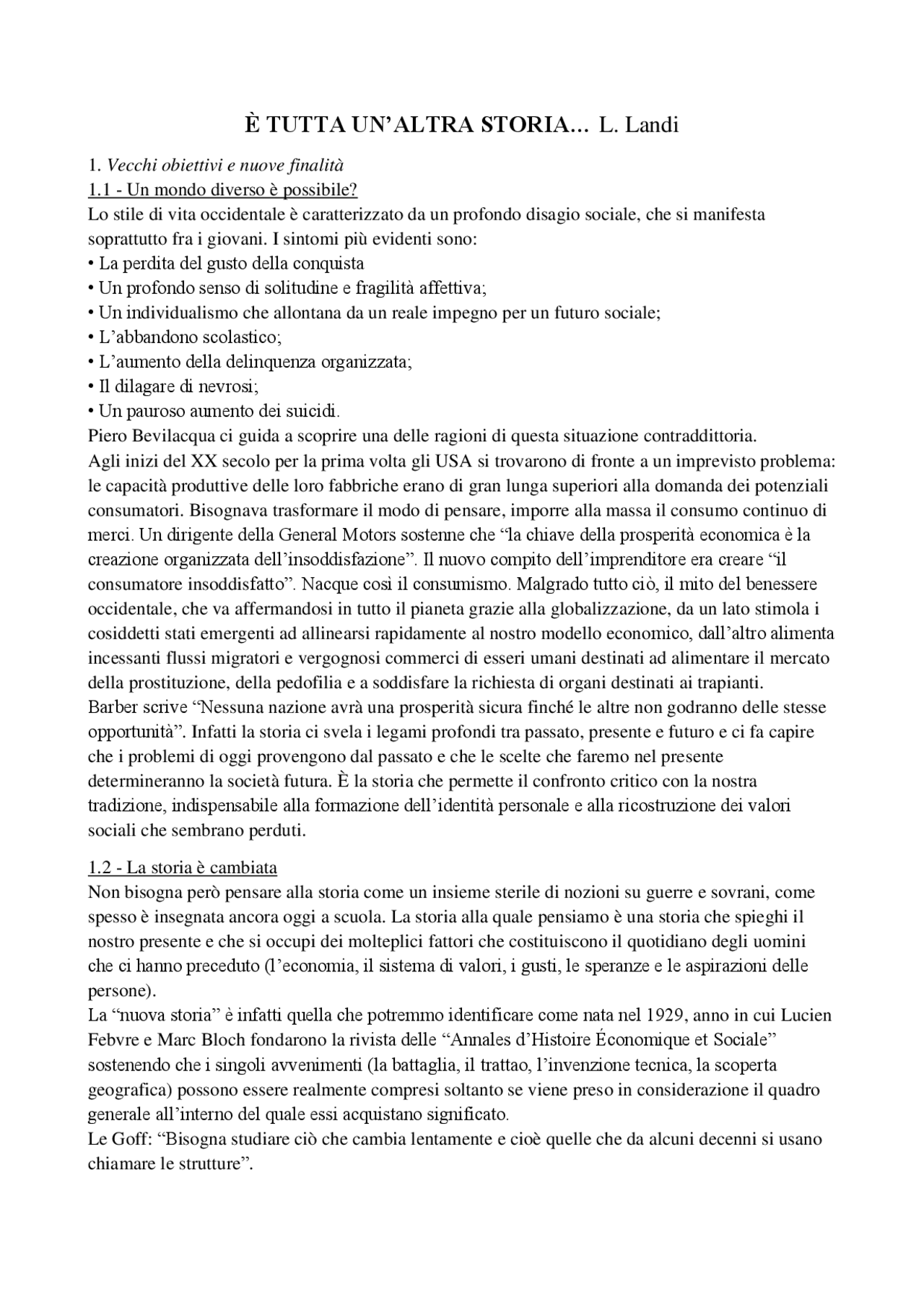 è Tutta Unaltra Storia Landi Docsity