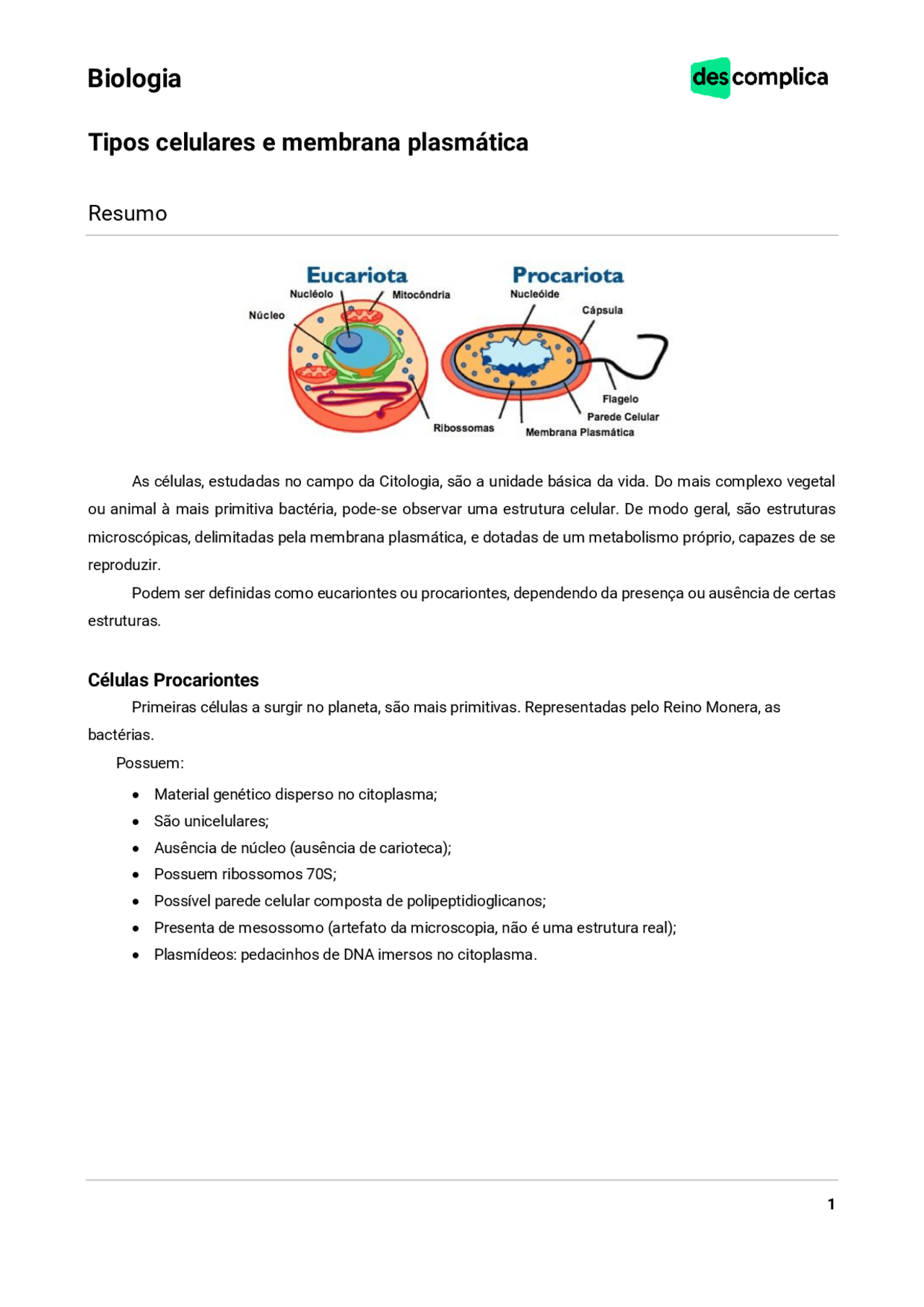 Tipos De Membrana Plasmática Docsity