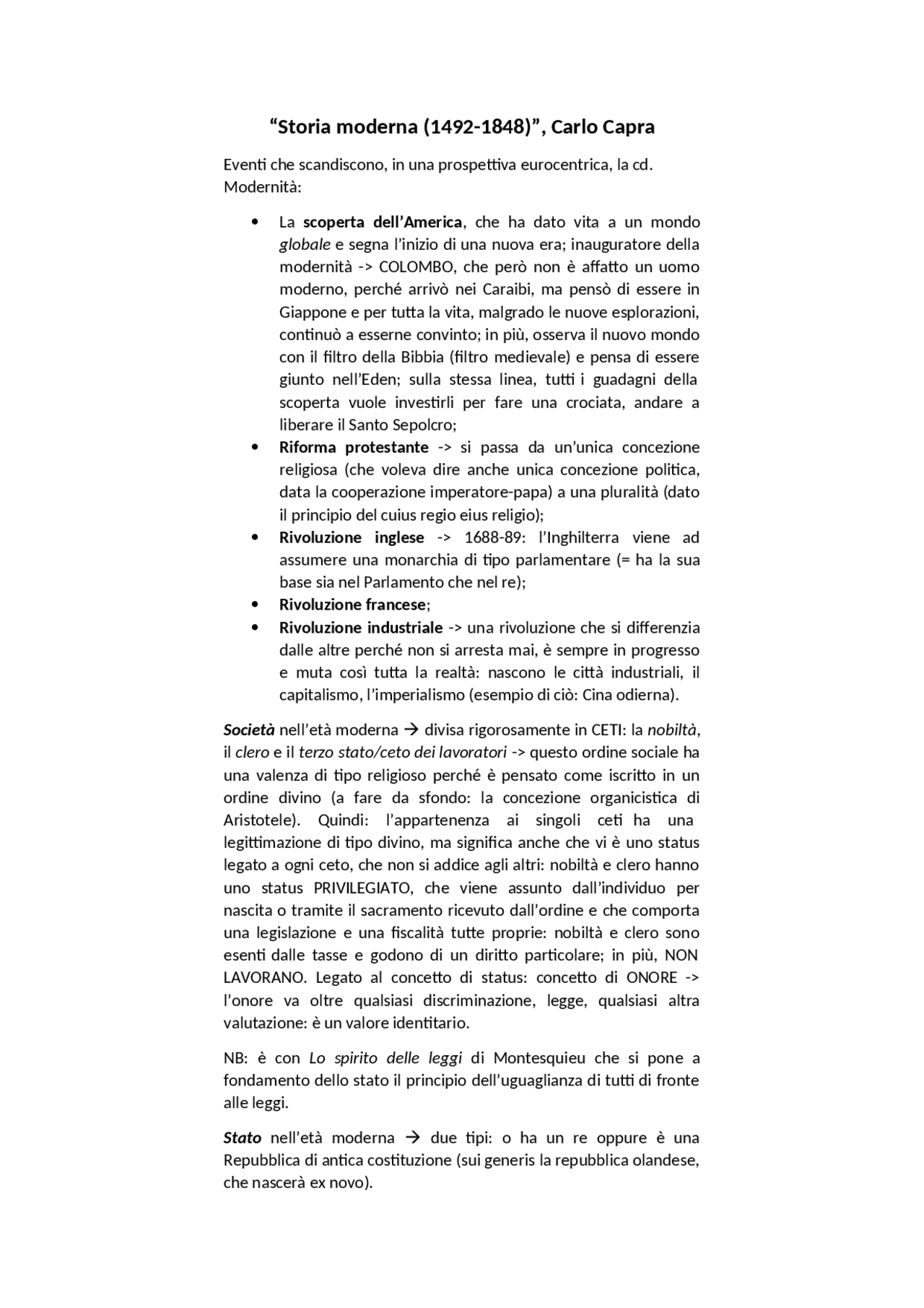 Riassunti Manuale Di Storia Moderna Carlo Capra Docsity