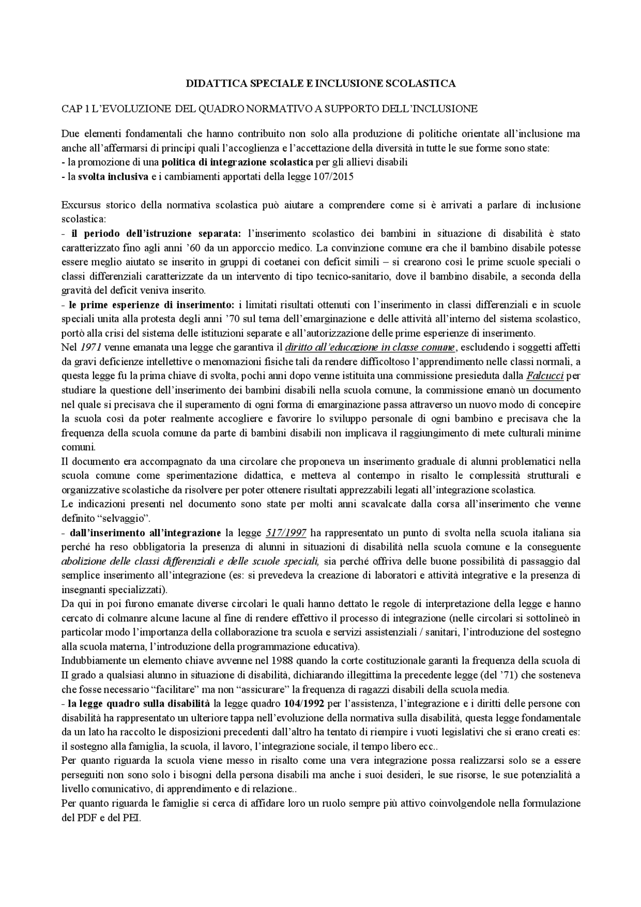 Didattica Speciale E Inclusione Scolastica Docsity