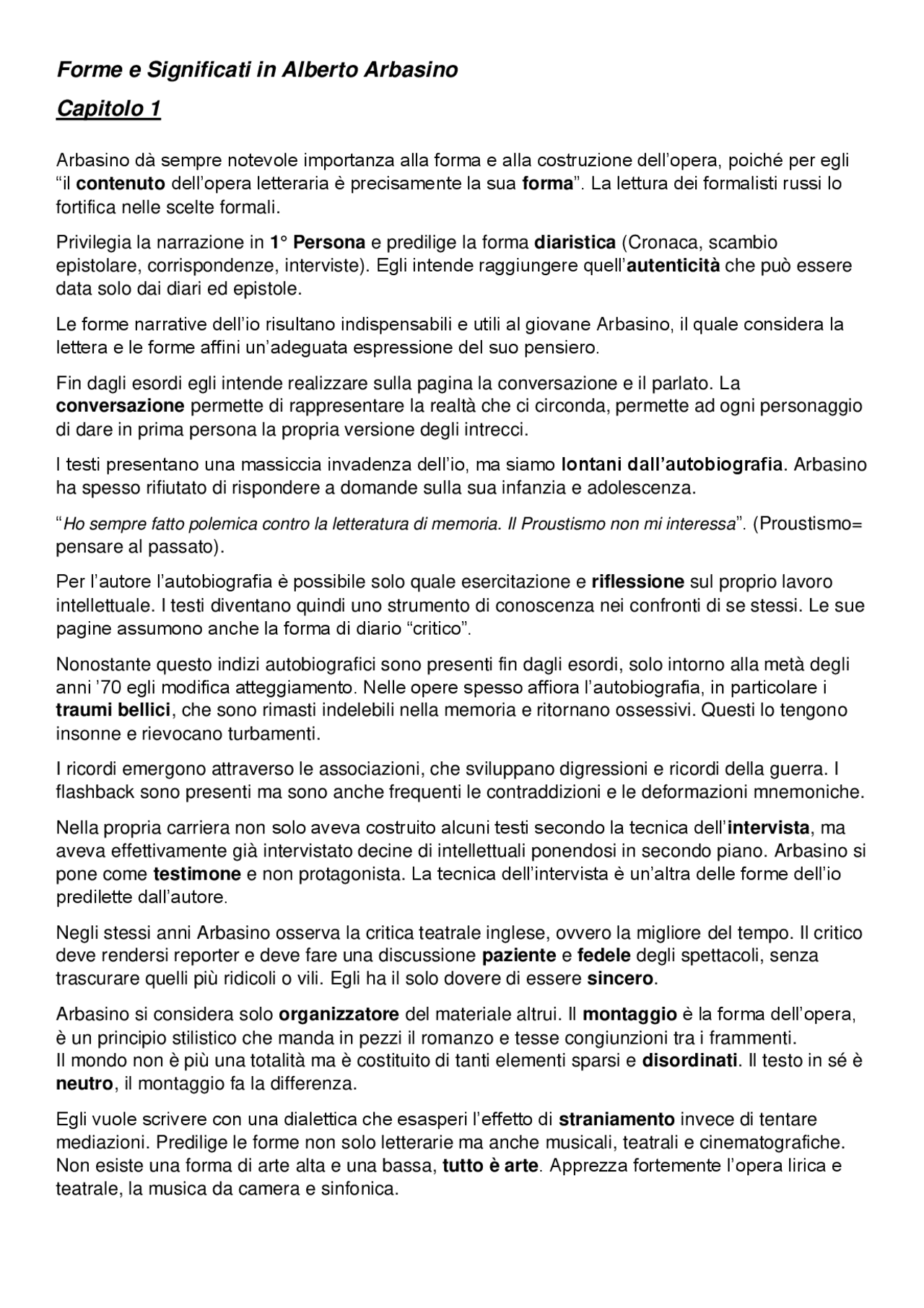 Forme E Significati In Alberto Arbasino Docsity