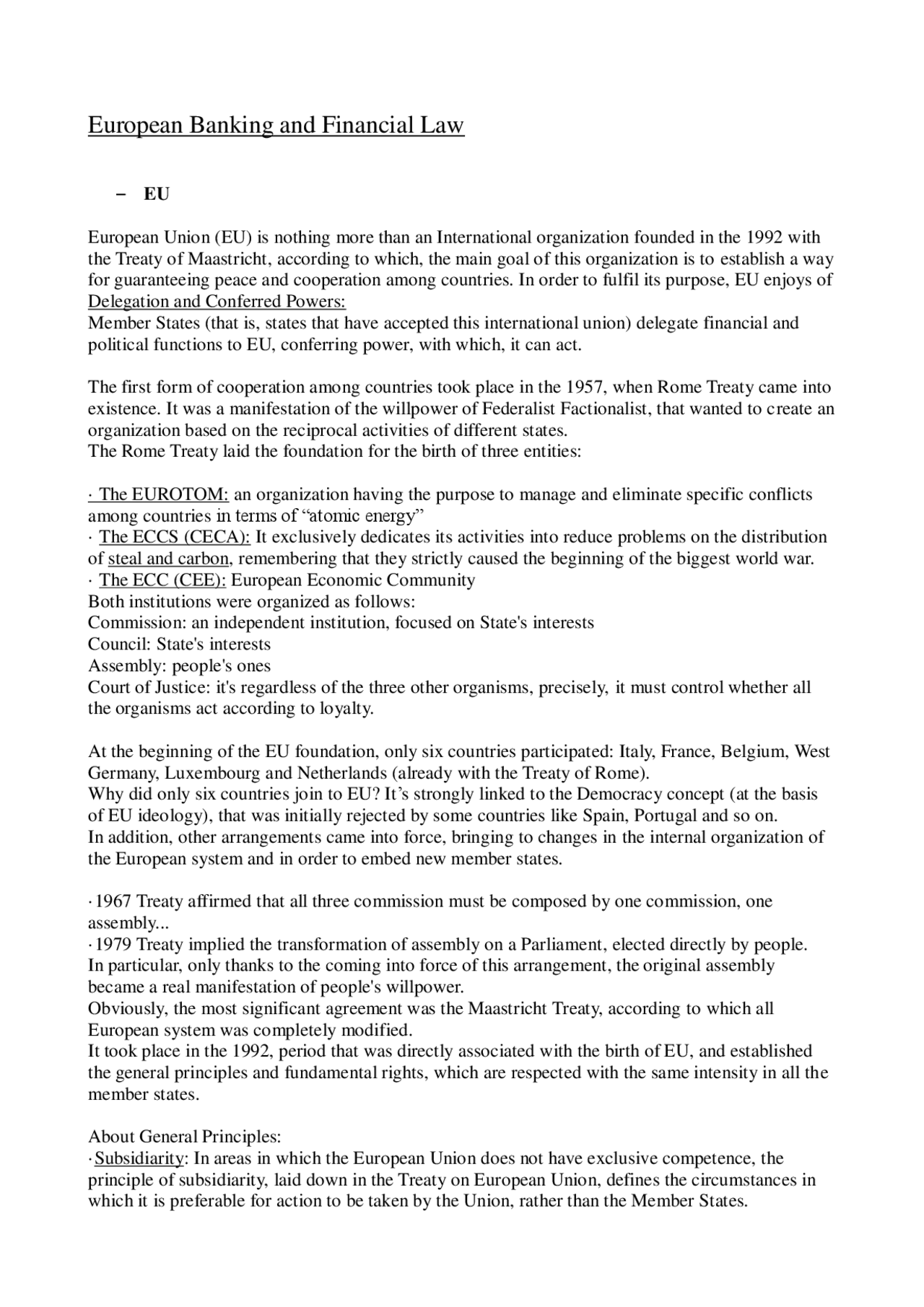 European Banking and Financial Law - Docsity