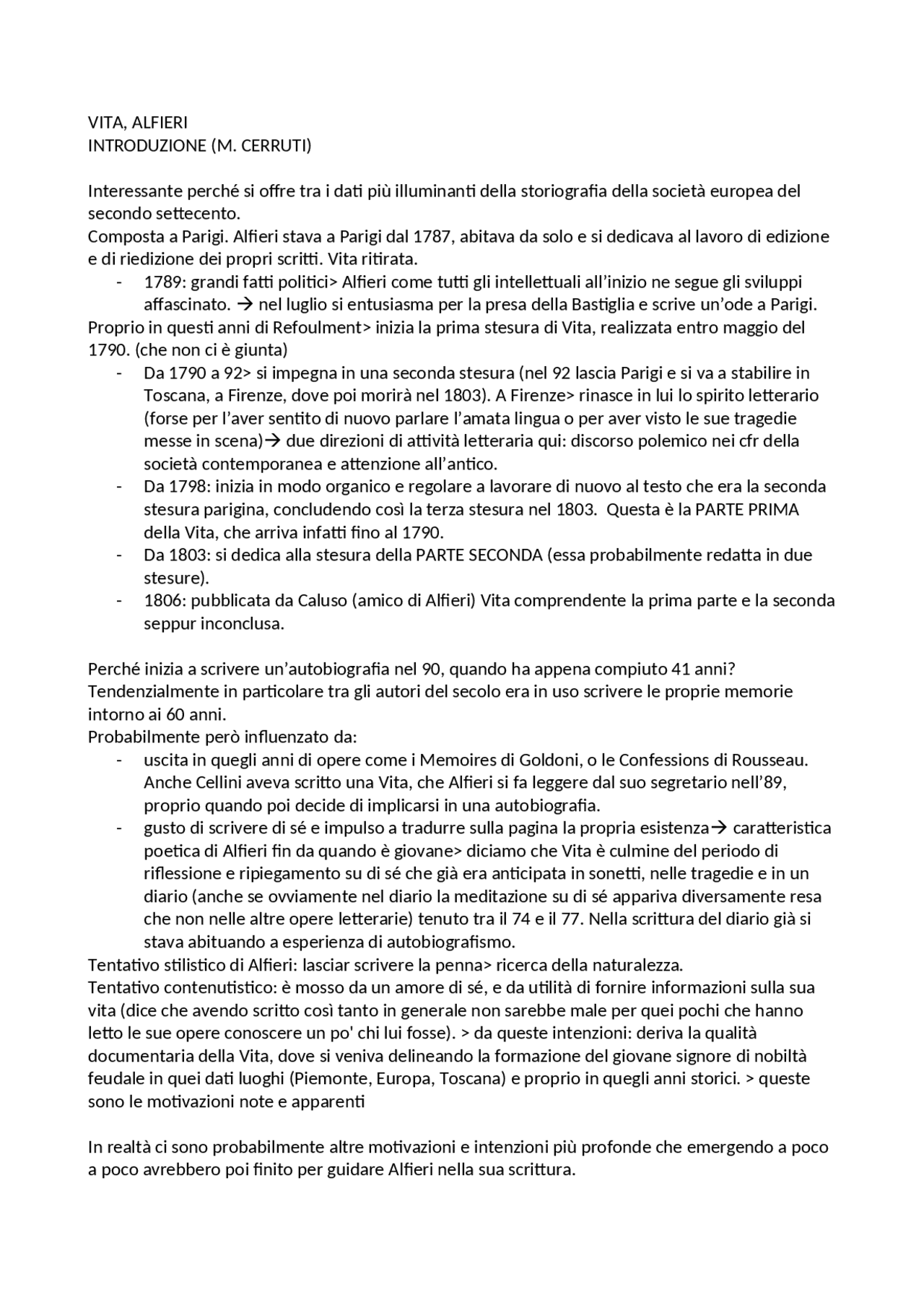 Vita Di Vittorio Alfieri Docsity