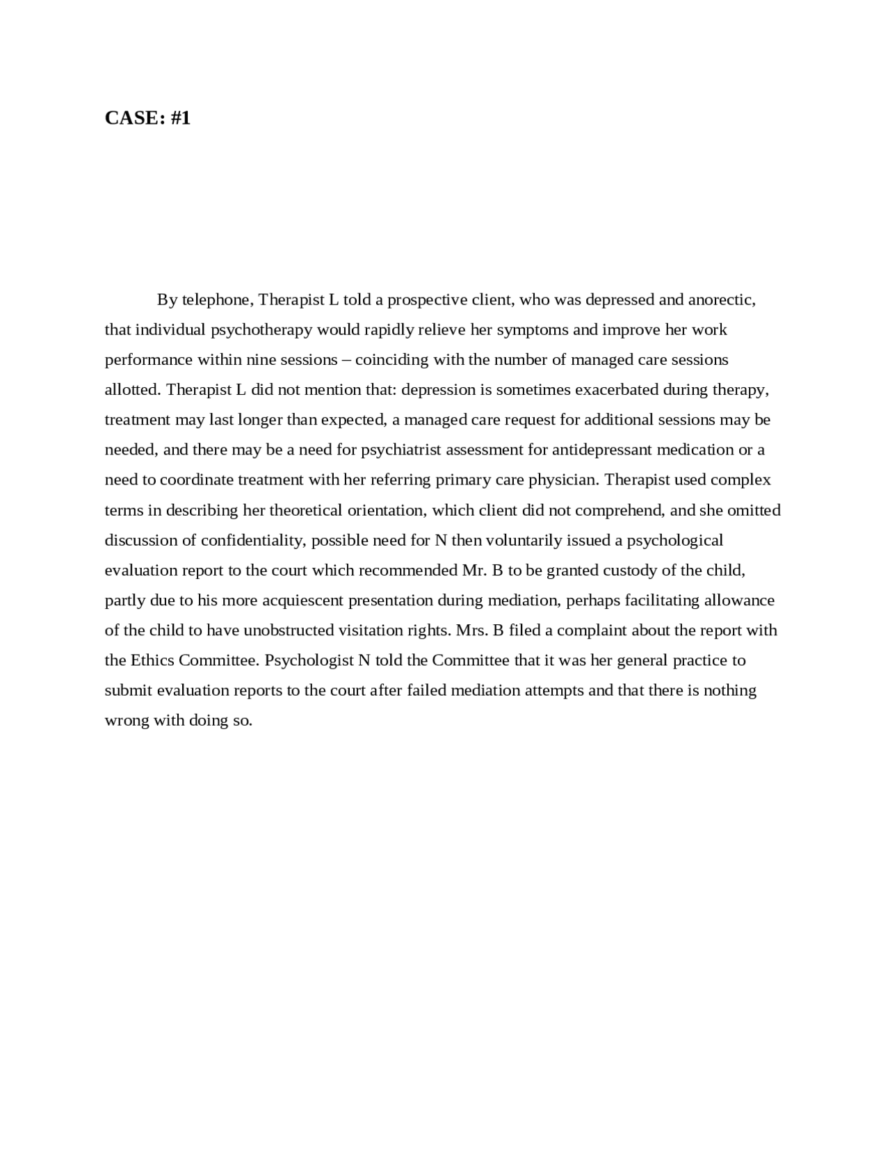 Case and Write Up Assign Psych Assessment - Docsity