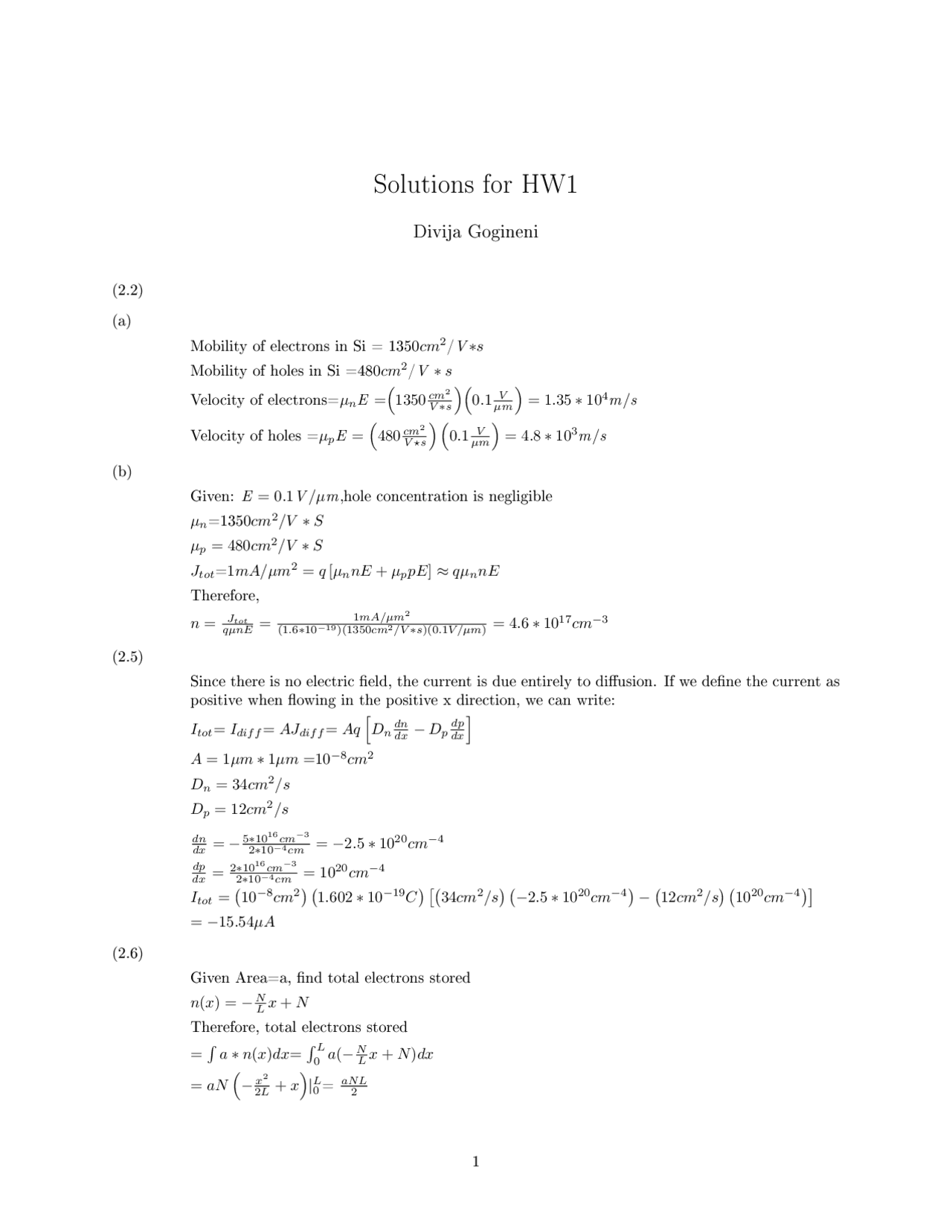 Microelectronics Homework And Solutions Docsity