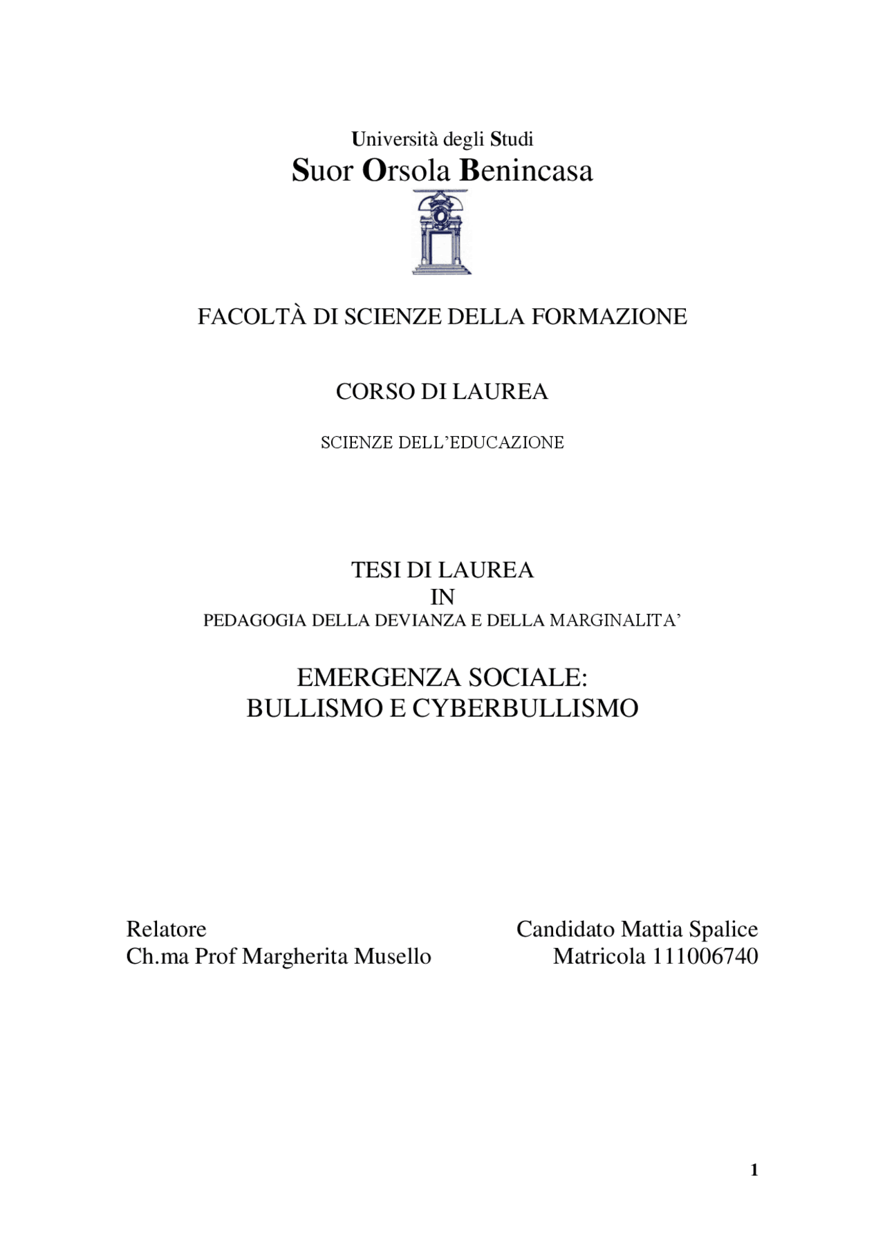 Tesi Di Laurea In Pedagogia Della Devianza E Delle Marginalità Docsity