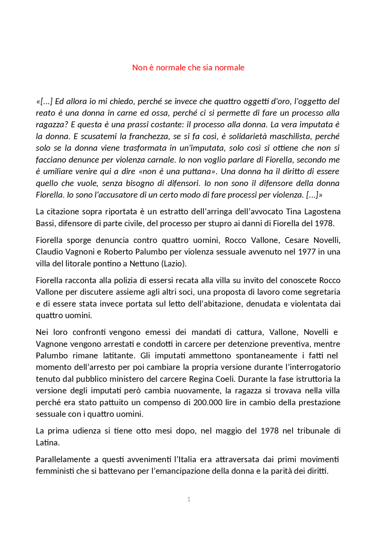 Non è Normale Che Sia Normale Docsity