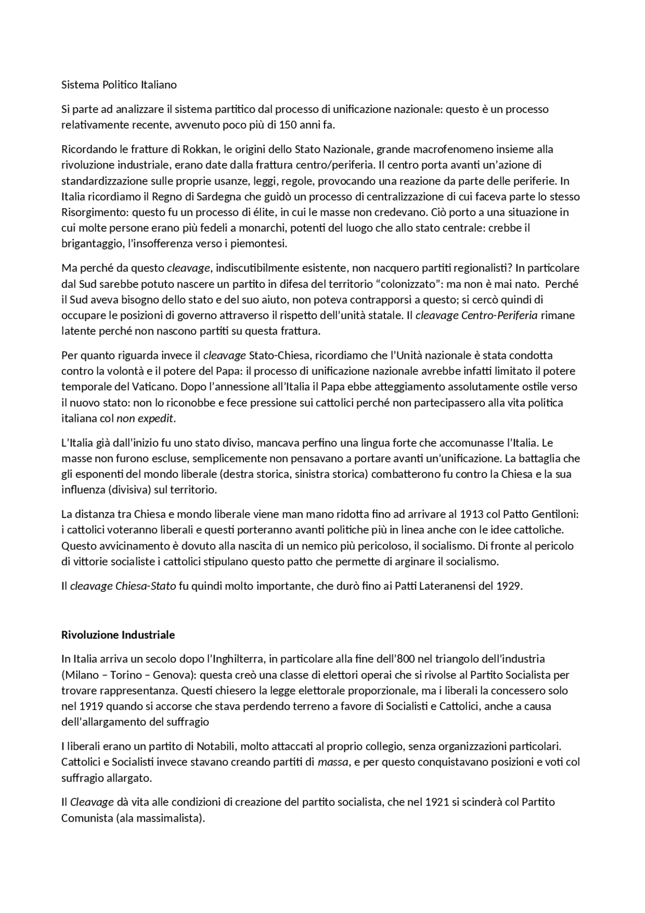 Sistema Politico Italiano Docsity