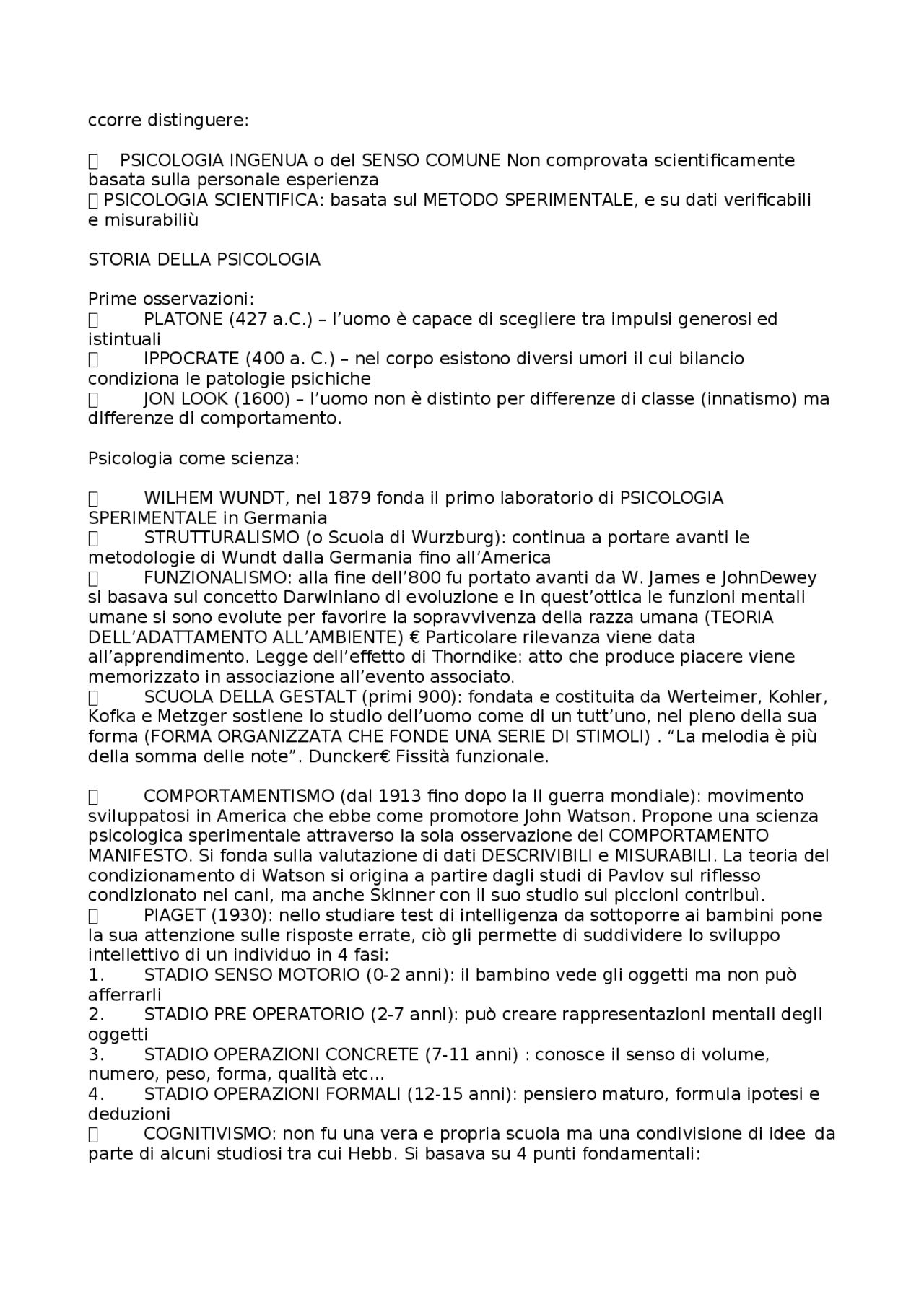 Manuale Di Psicologia Generale Docsity
