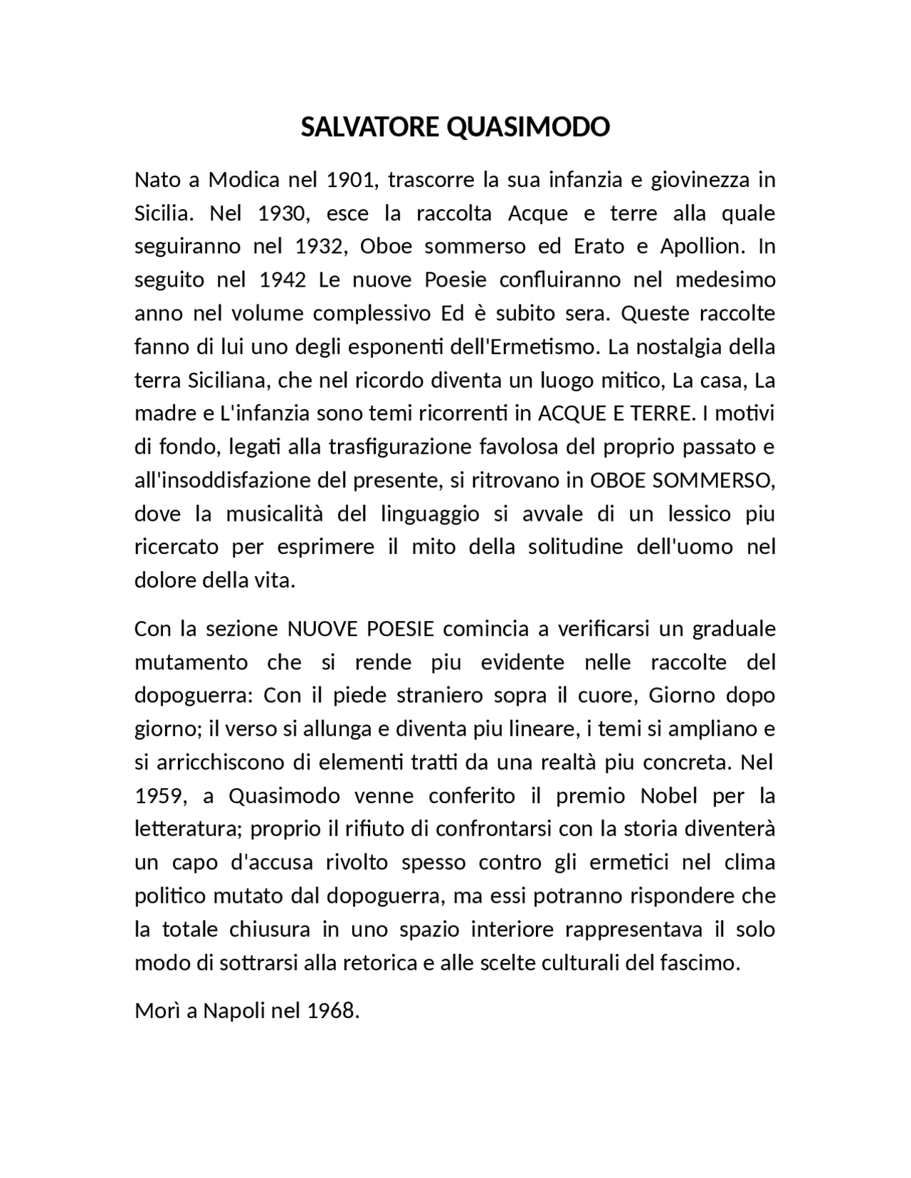 Riassunto Per La Maturità Docsity