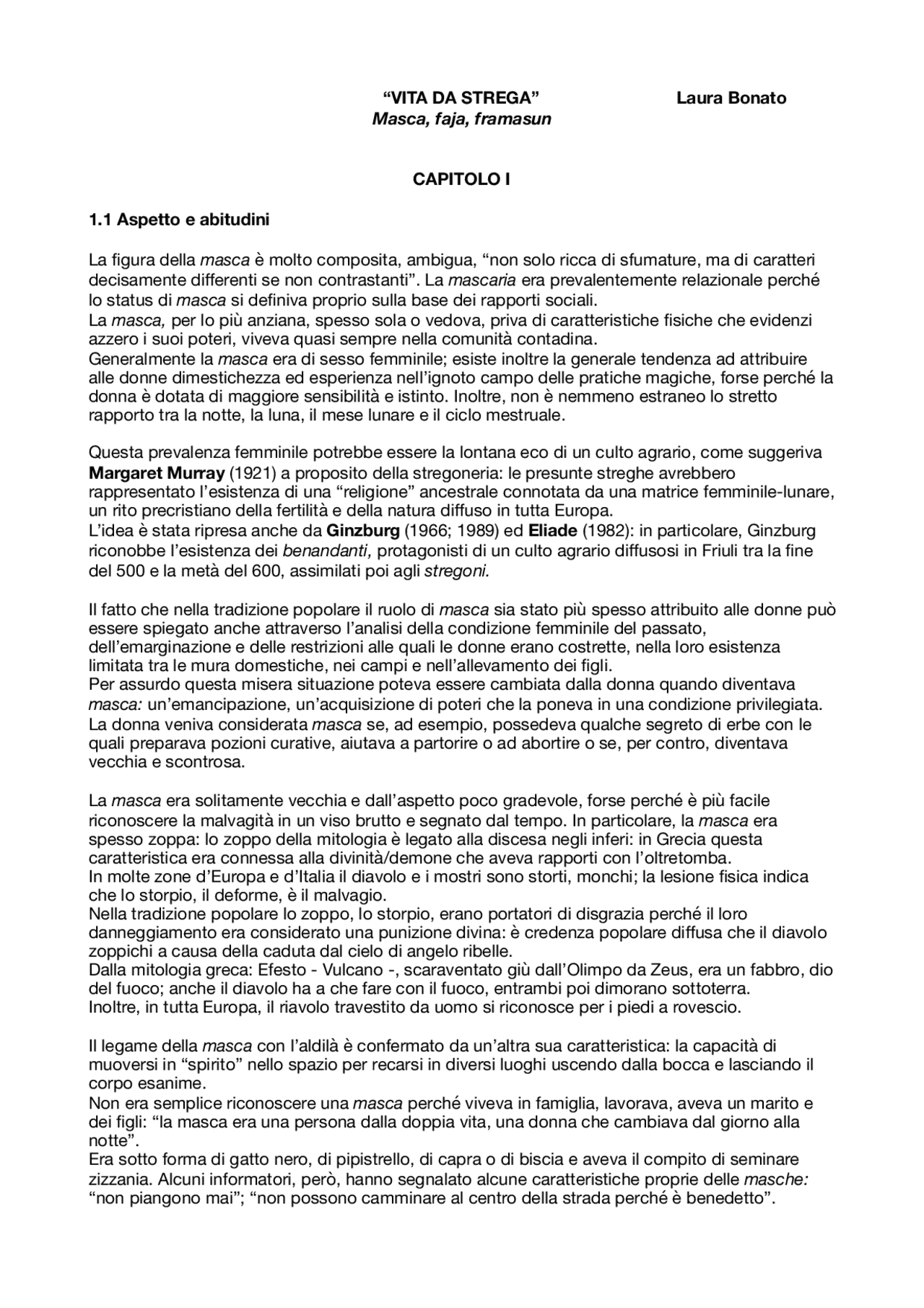 “Vita da strega” di Laura Bonato - Docsity