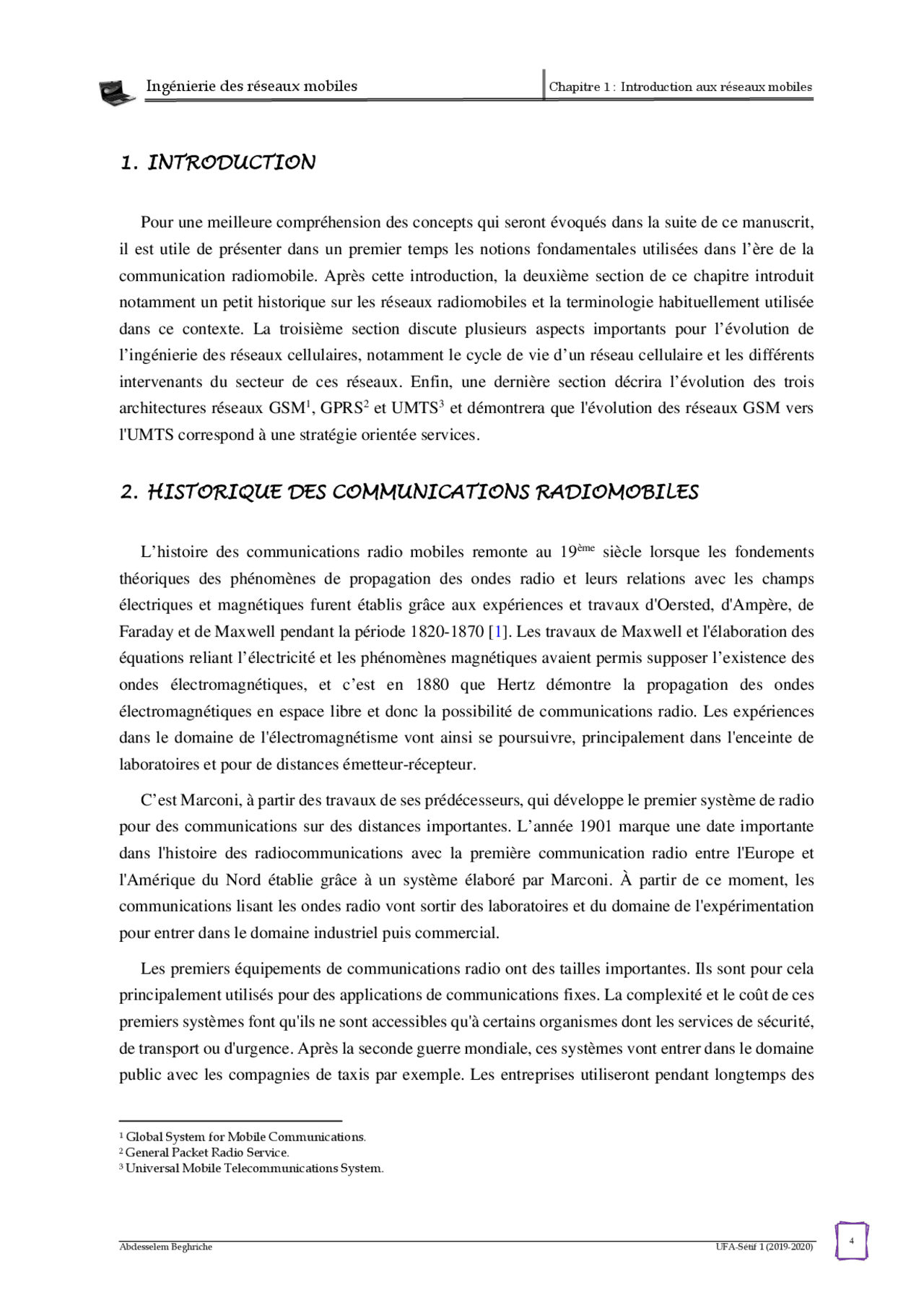Ingénierie des réseaux mobiles Introduction aux réseaux mobiles | Study Guides, Projects ...