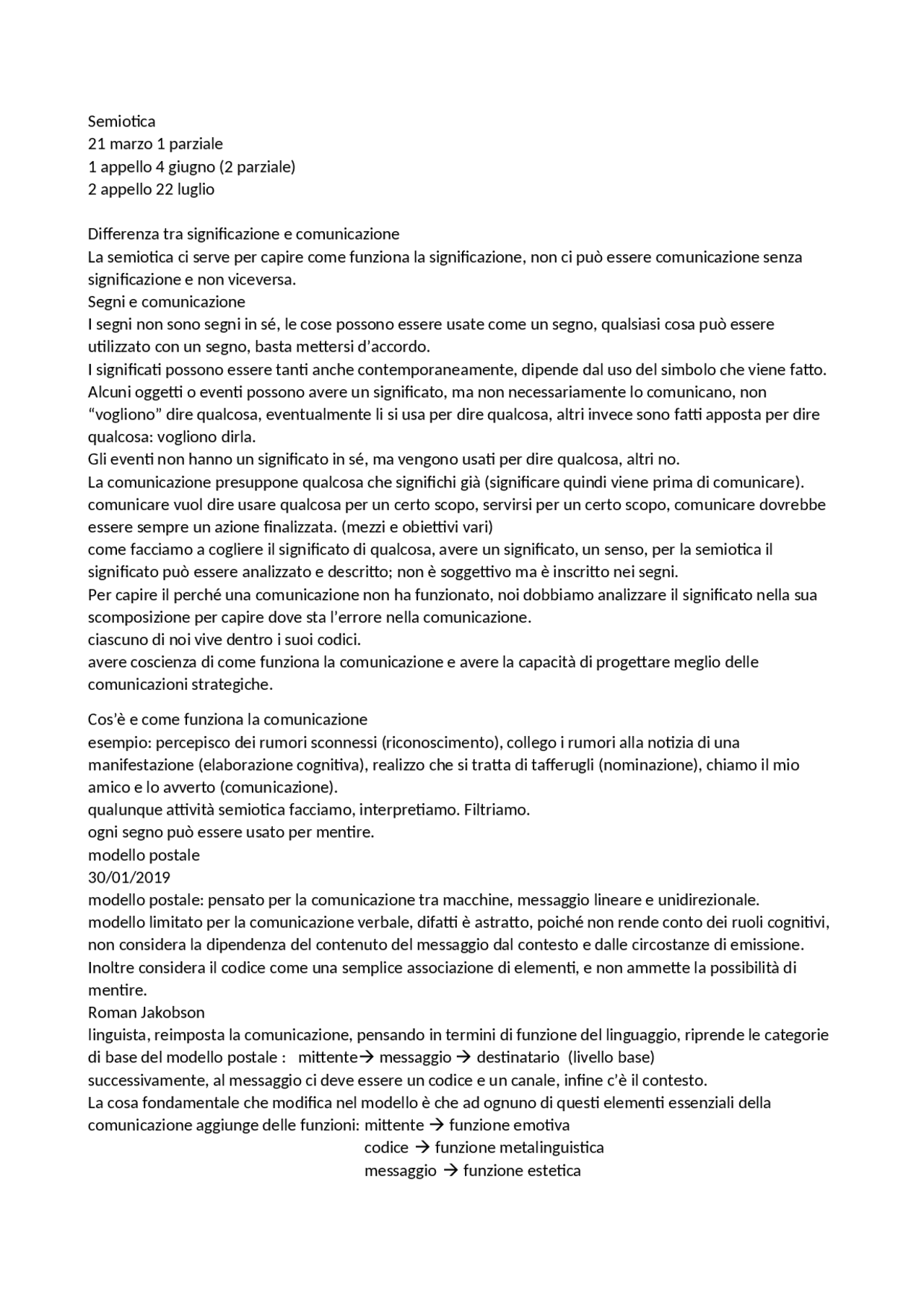 Appunti Semiotica 1 Docsity