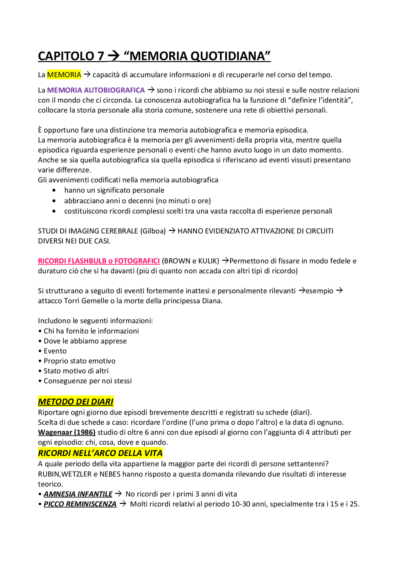Riassunto Capitolo 7 Di Psicologia Cognitiva Docsity