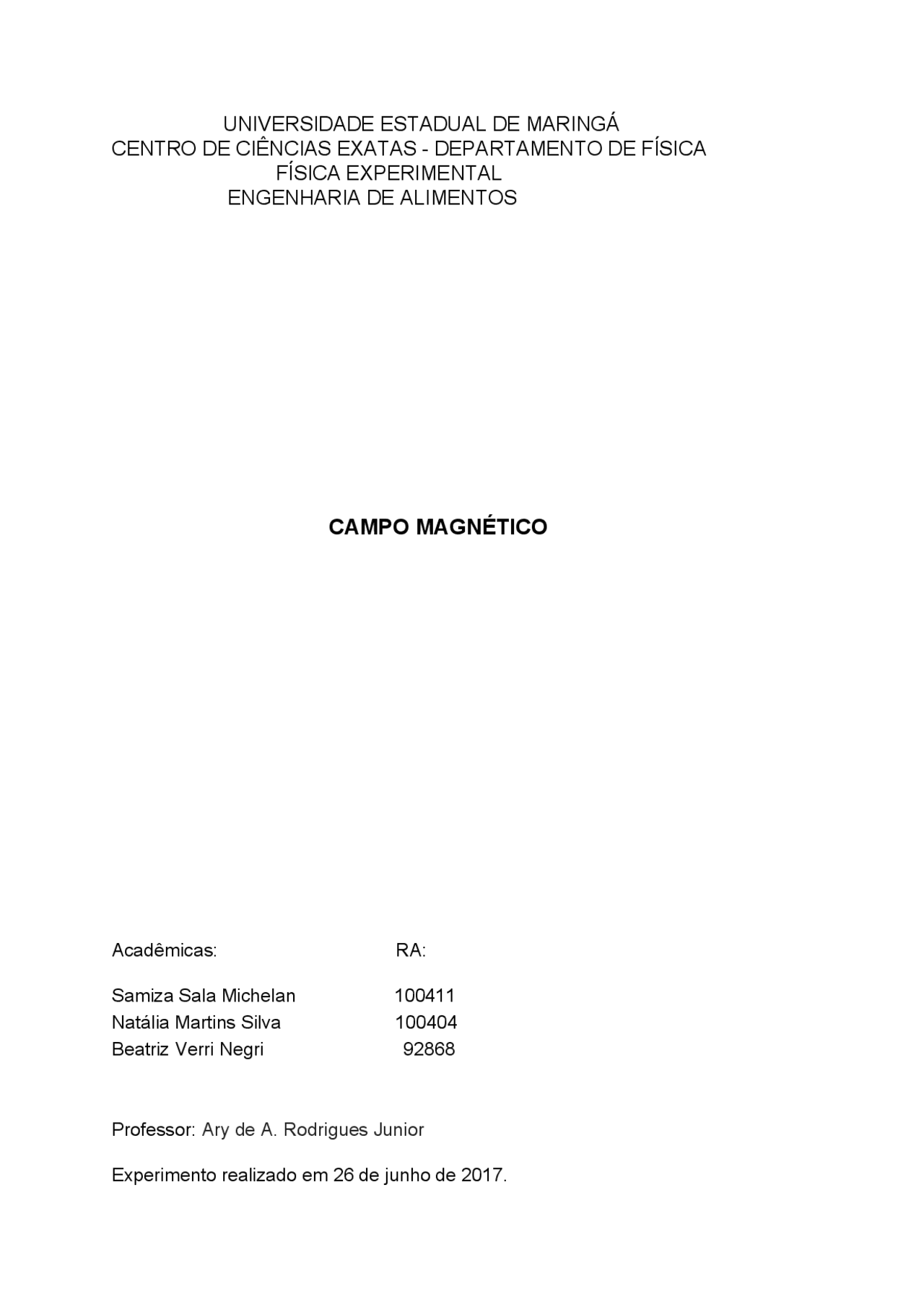 Relatório De Física Experimental Docsity