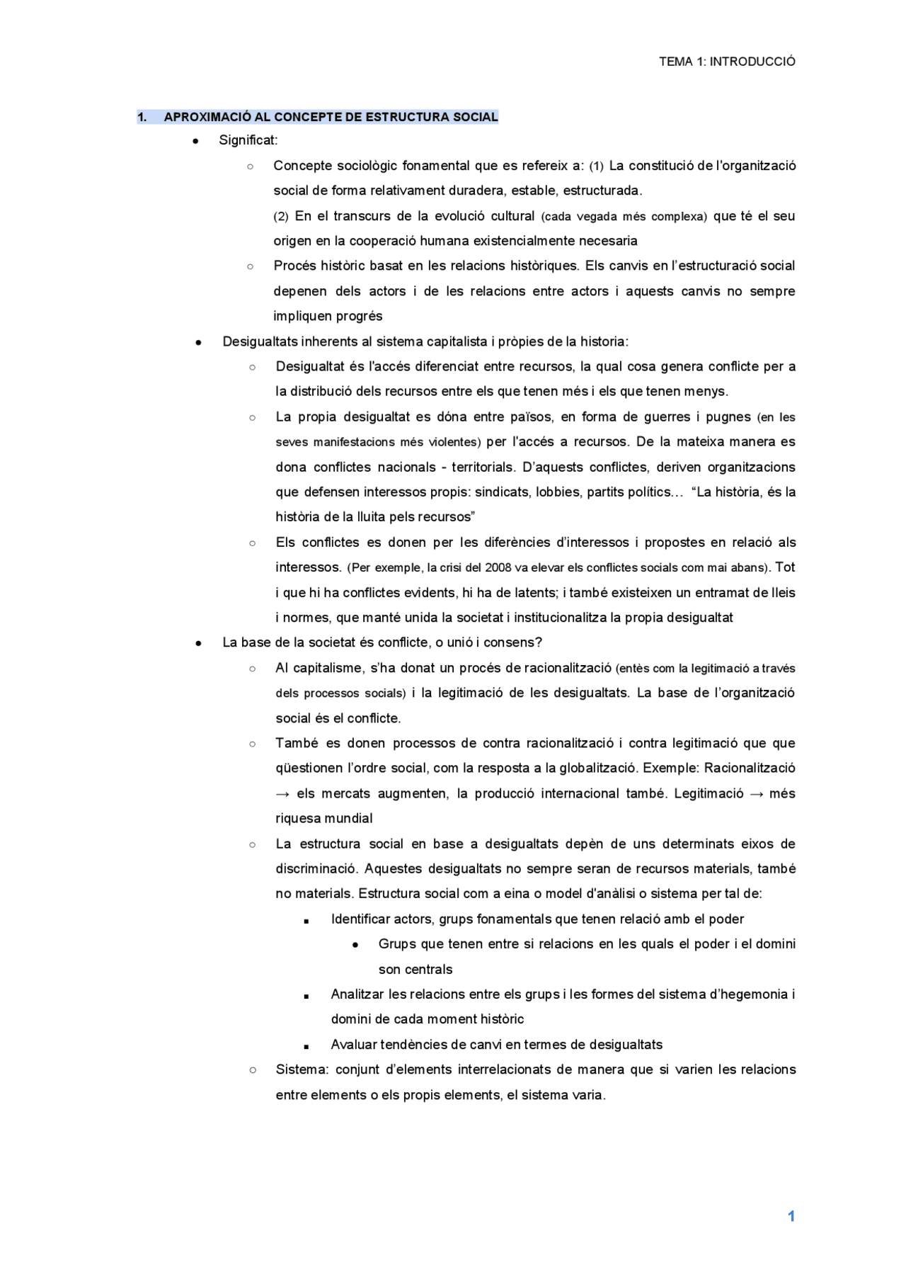 Resum Bloc I Estratificació Docsity