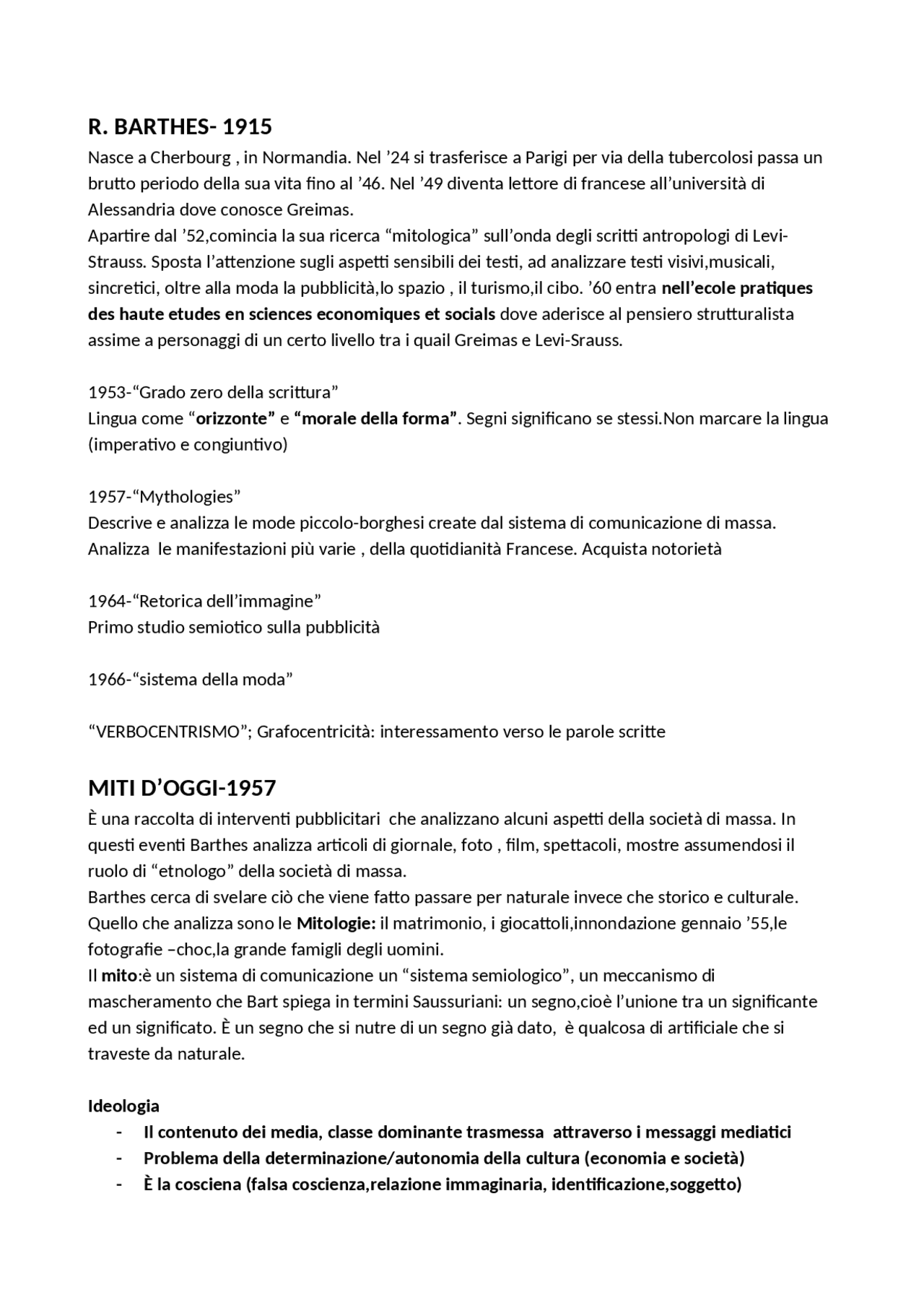 Biografia Di Rbarthes Docsity