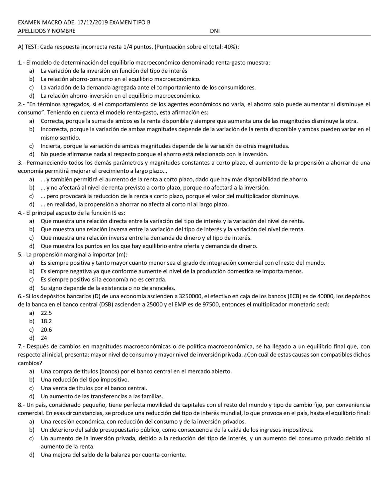 Examen Macroeconomía Docsity