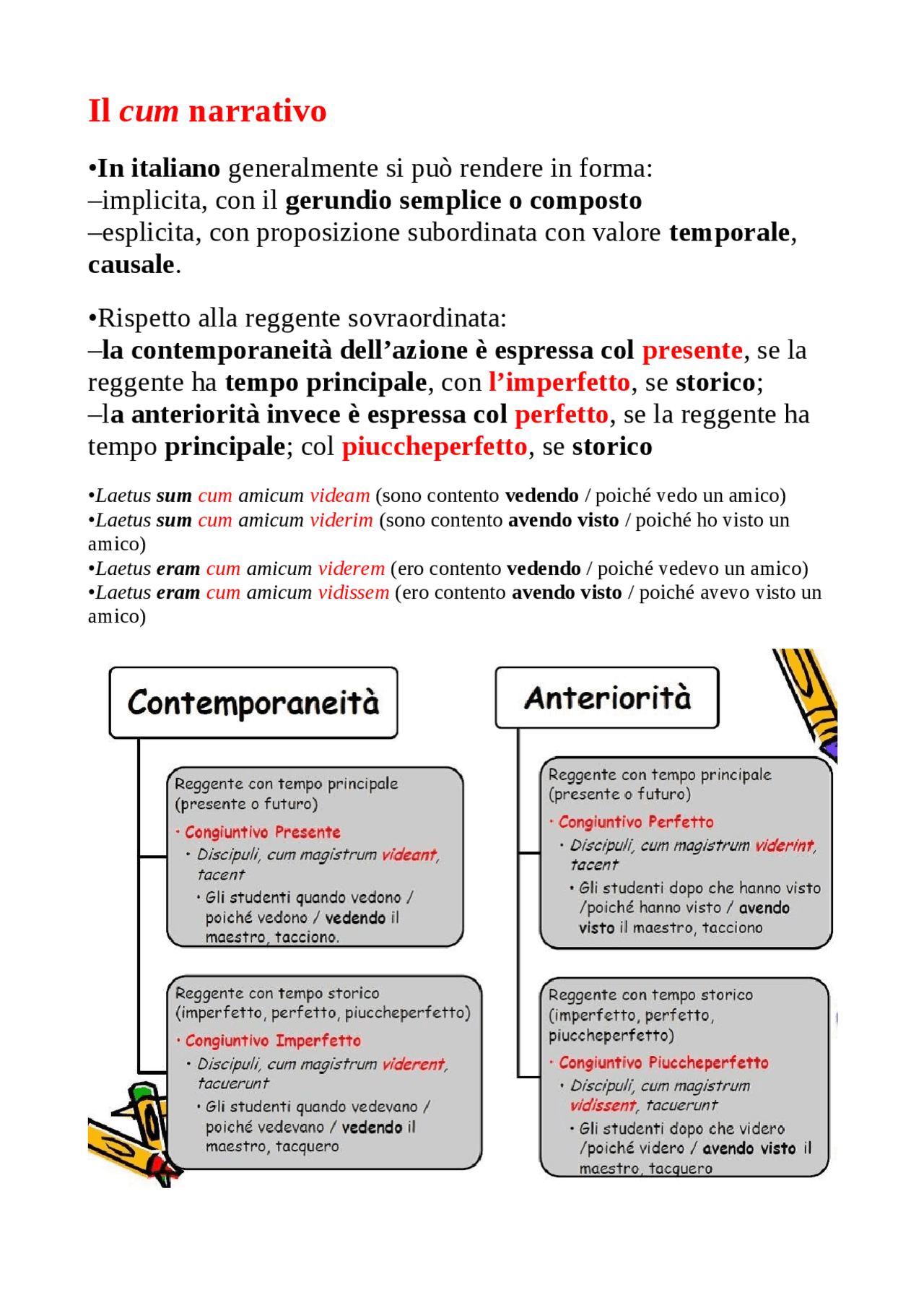 Cum narrativo - schema | Appunti di Latino | Docsity