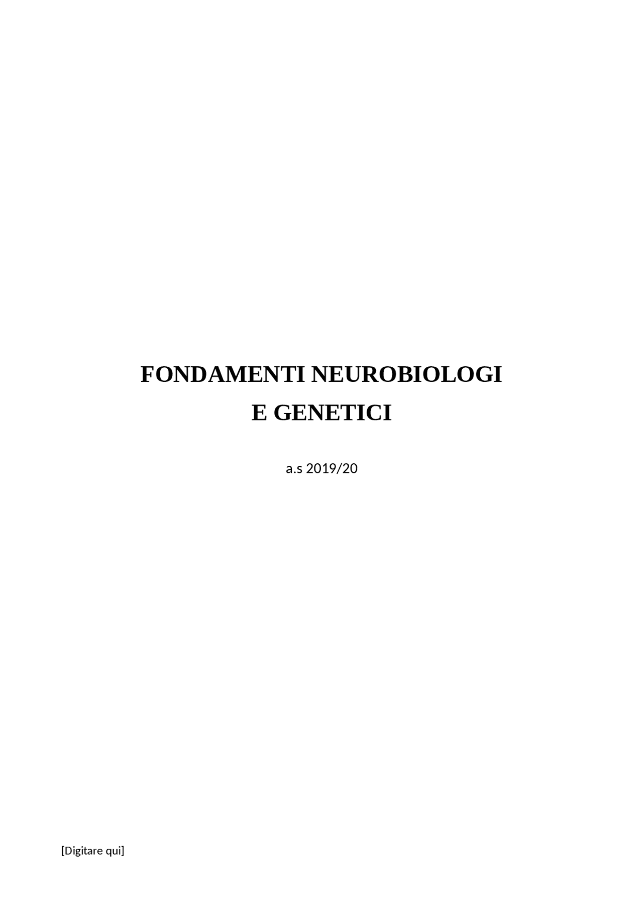 Appunti Di Fondamenti Neurobiologici E Genetici Docsity