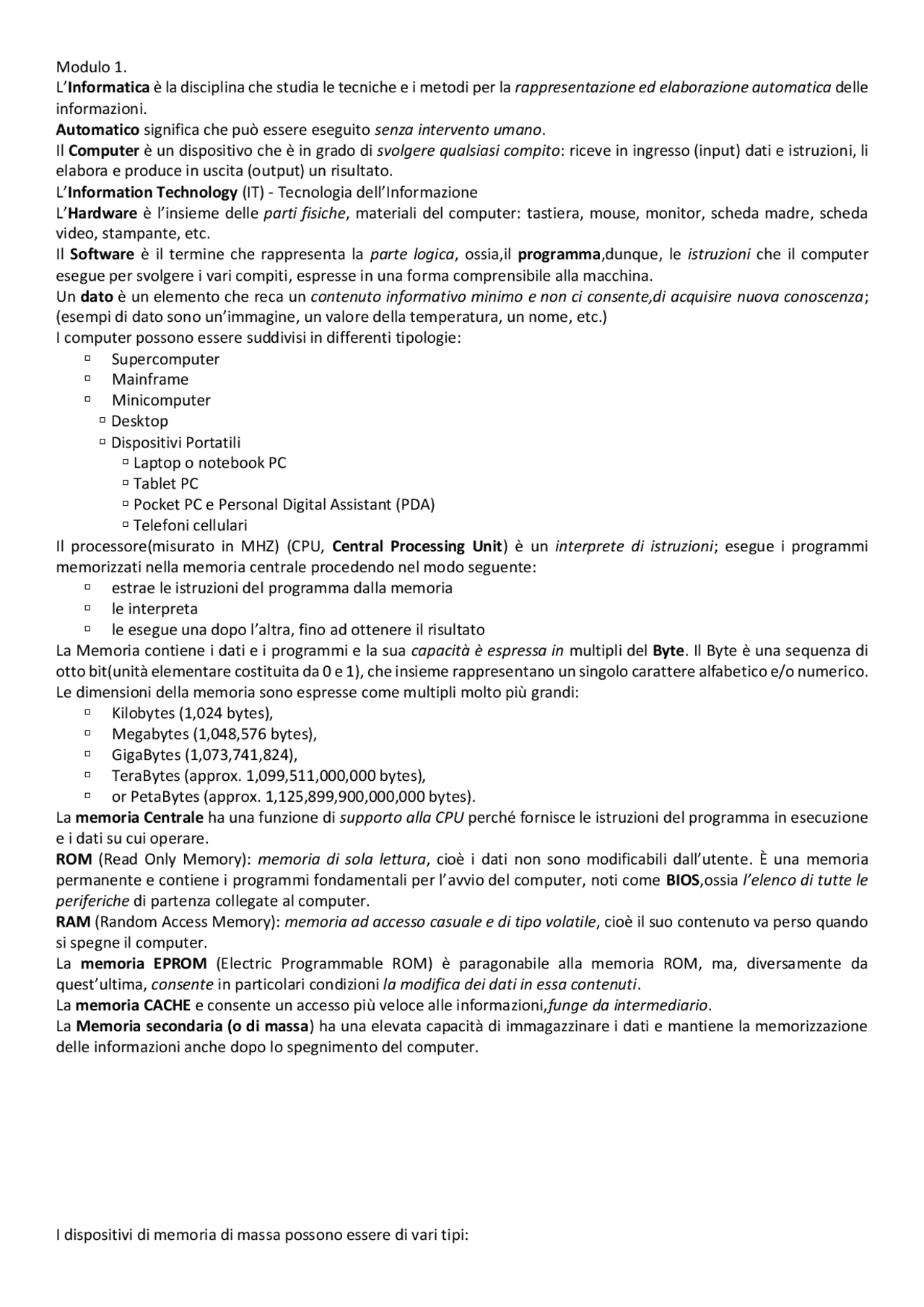 Modulo 1 Esame Eipass Appunti Di Informatica Docsity