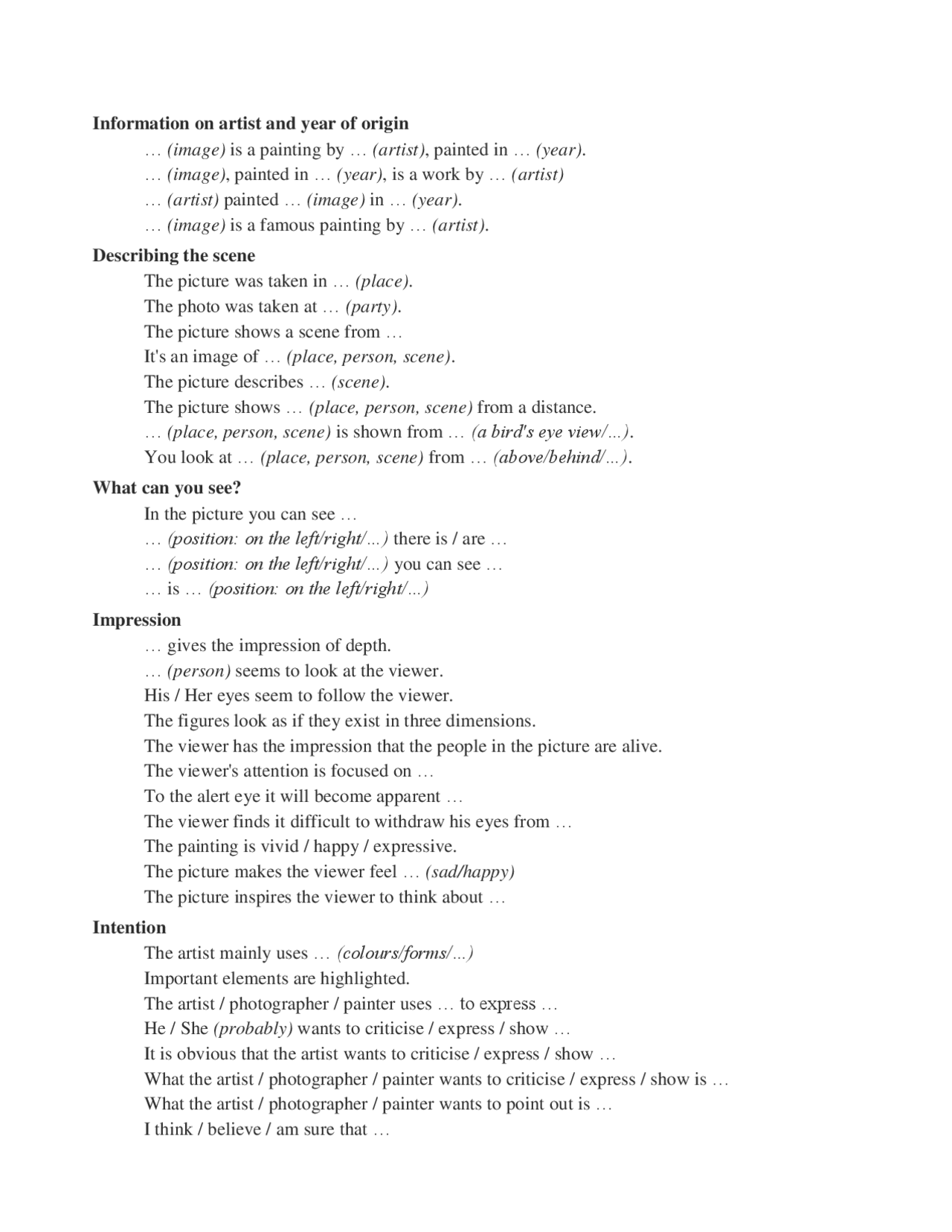 Useful Phrases for Picture Description.pdf - Docsity