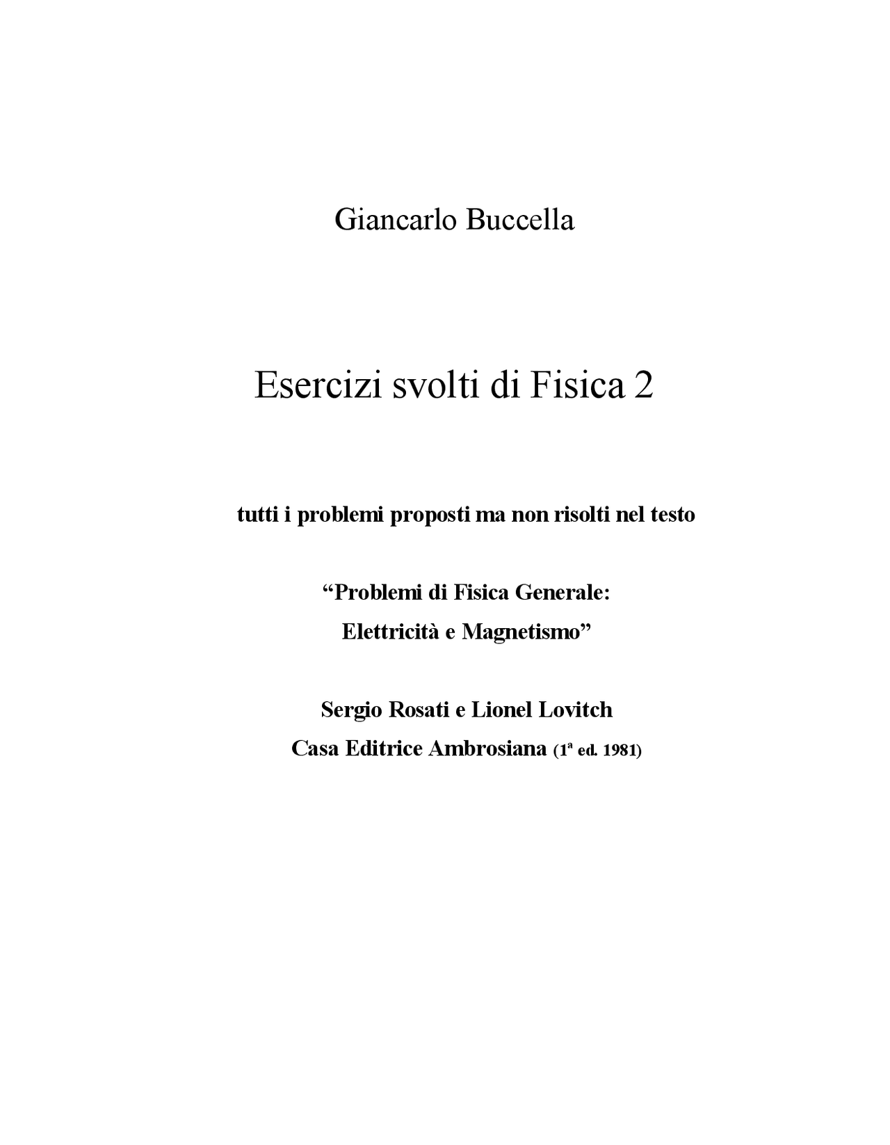 Esercidi Di Fisica Ii Docsity
