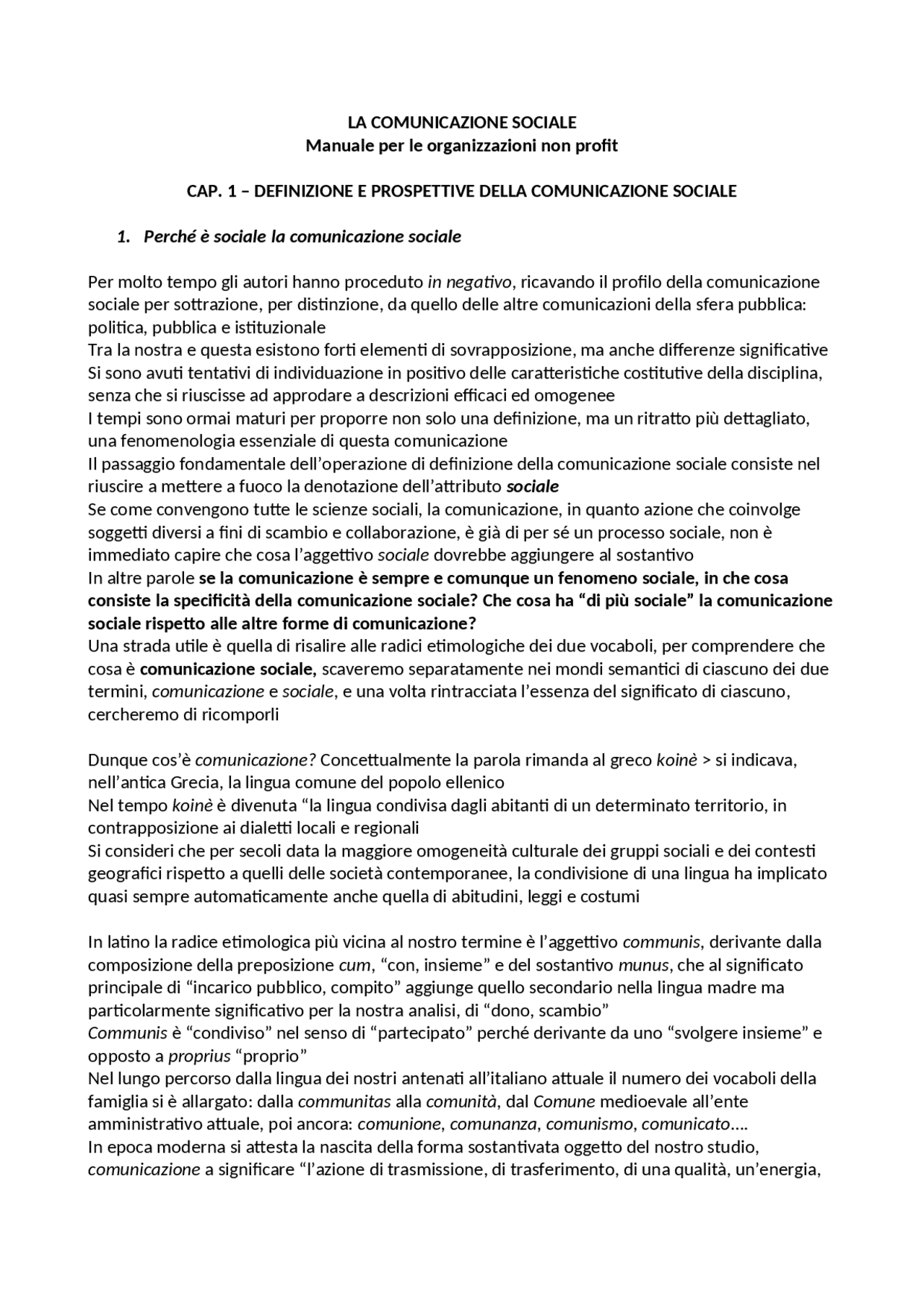 La Comunicazione Sociale Docsity