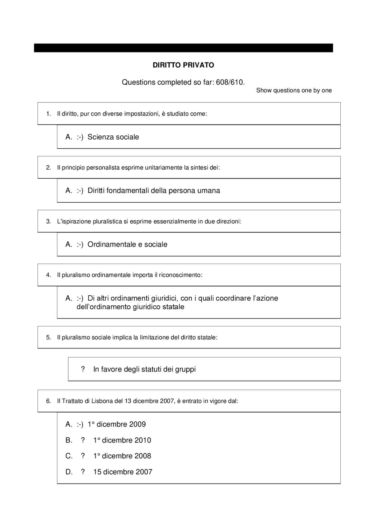 DIRITTO PRIVATO L-18 UNIPEGASO ECONOMIA AZIENDALE DOMANDE E RISPOSTE - Docsity