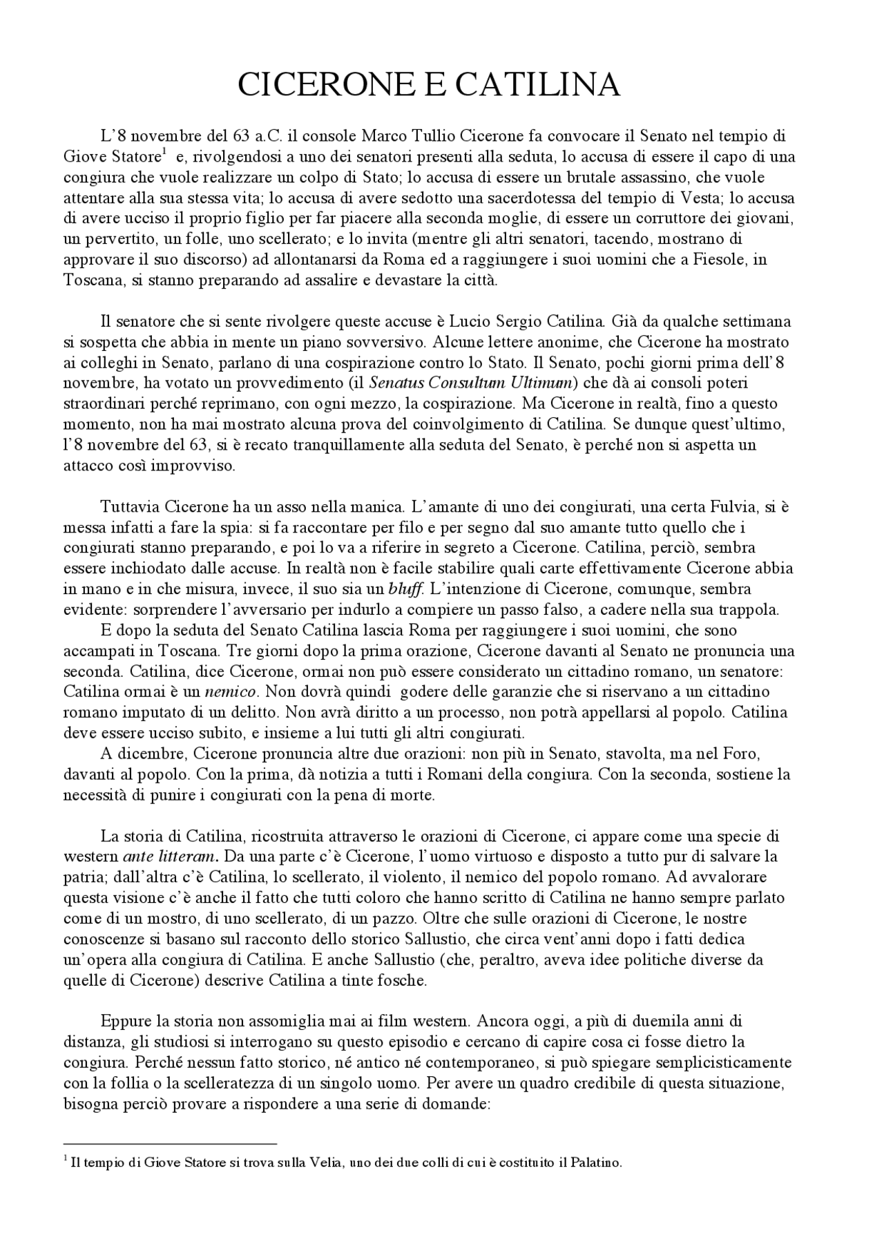 Storia Romanacatilina Docsity