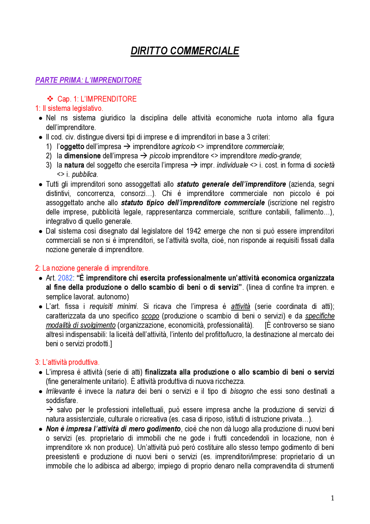 Riassunto Manuale Di Diritto Commerciale Docsity