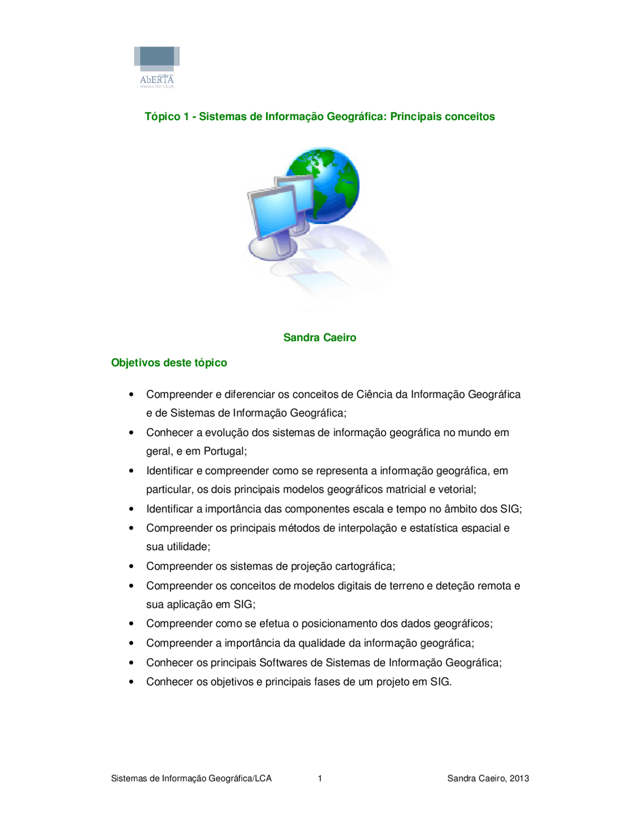 Introdução A Sistemas De Informação Geográfica Docsity
